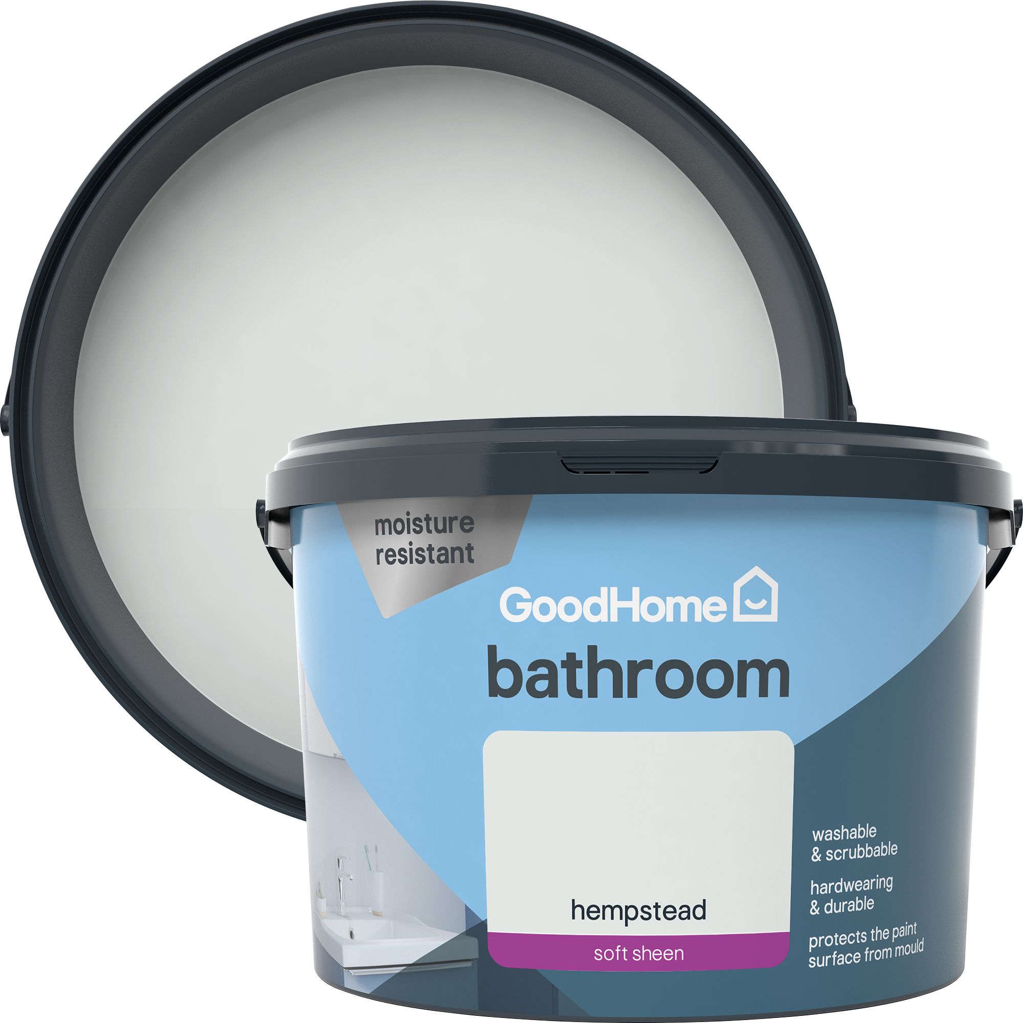 GoodHome Bathroom Hempstead Soft sheen Wall & ceiling Emulsion paint, 2.5L