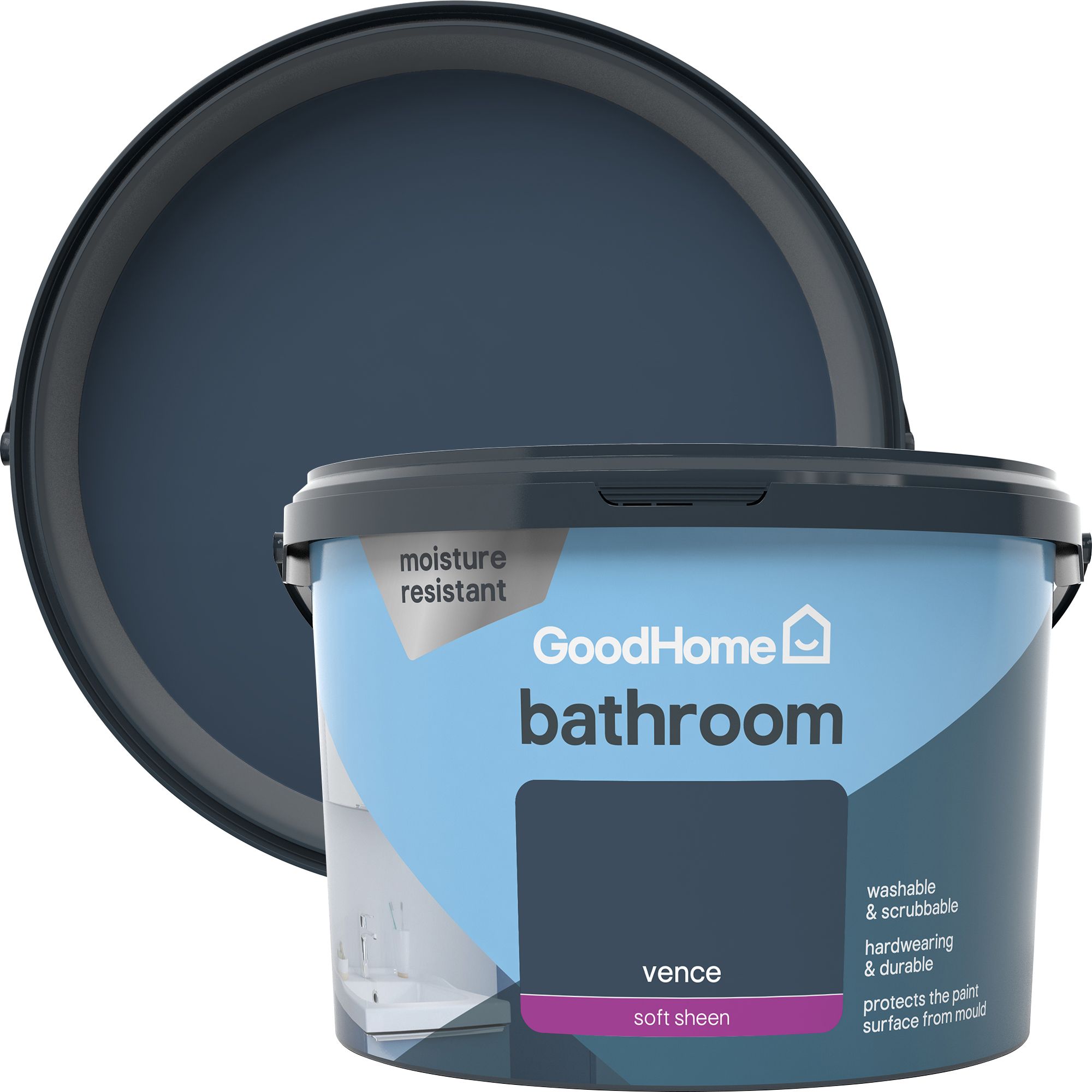 GoodHome Bathroom Vence Soft sheen Wall & ceiling Emulsion paint, 2.5L