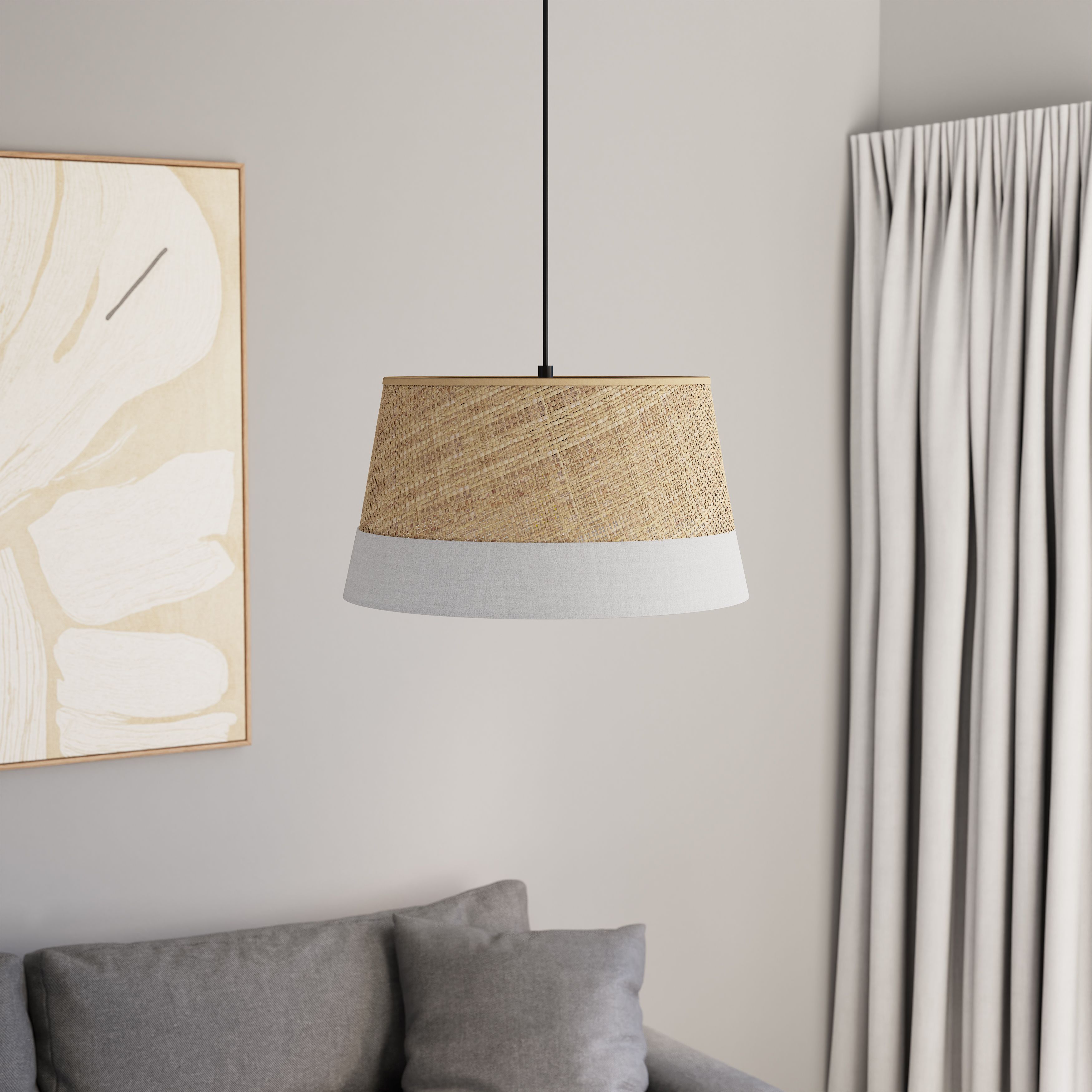 GoodHome Bellbird Grey & Natural Round Lamp shade (D)38cm