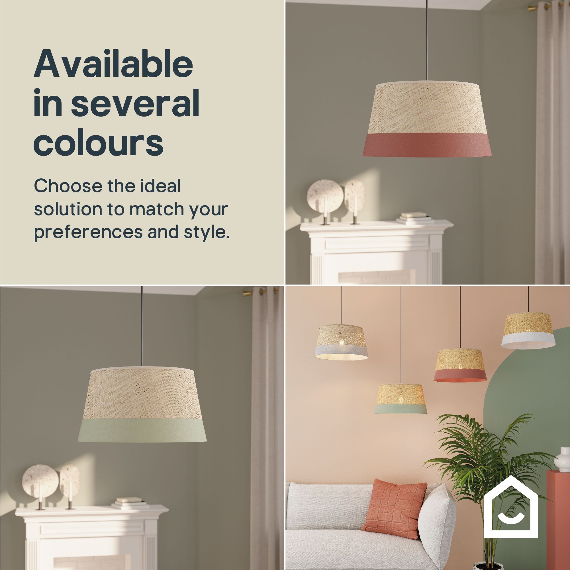 GoodHome Bellbird White & Natural Round Lamp shade (D)38cm