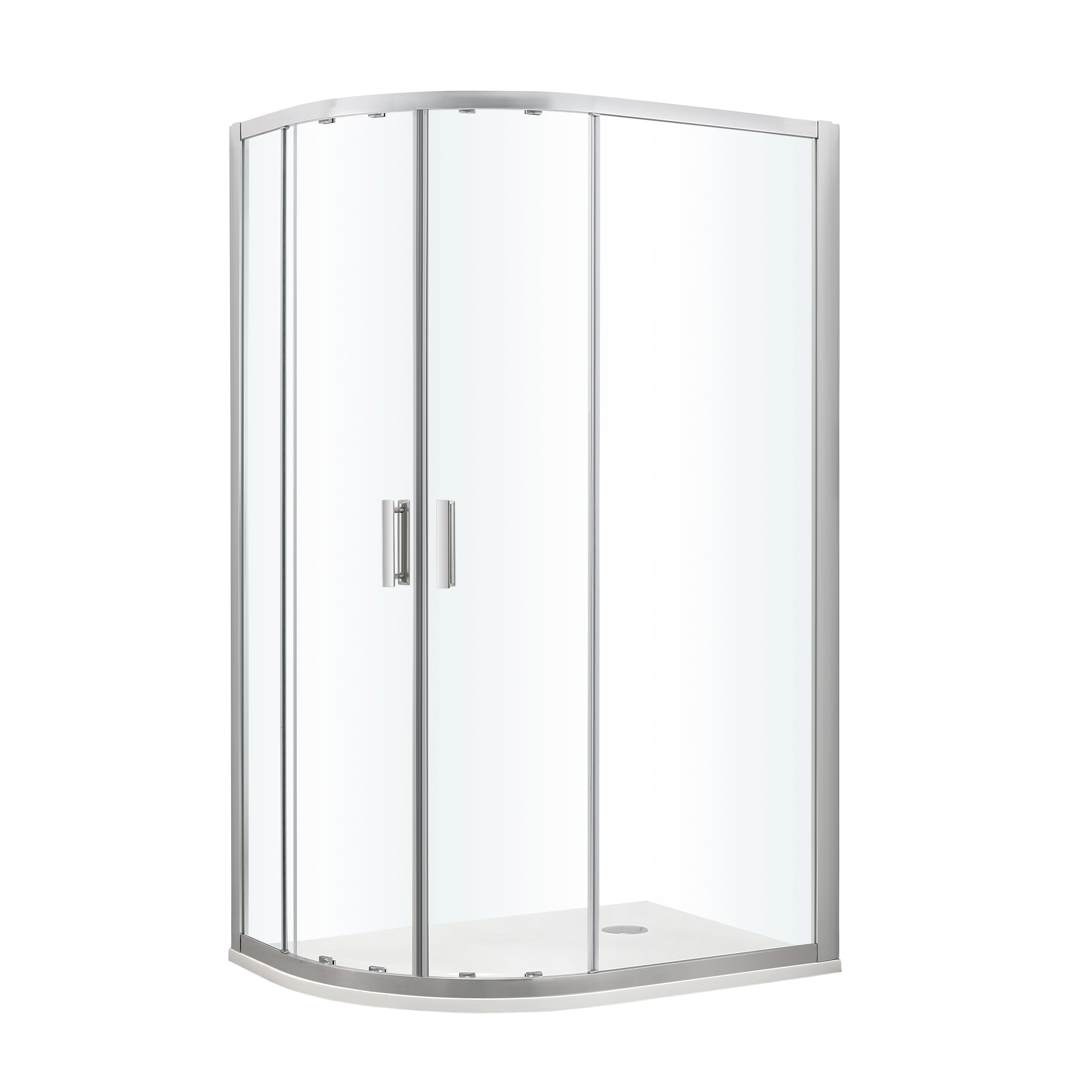 GoodHome Beloya Chrome effect Right-handed Offset quadrant Shower Enclosure & tray - Corner ...