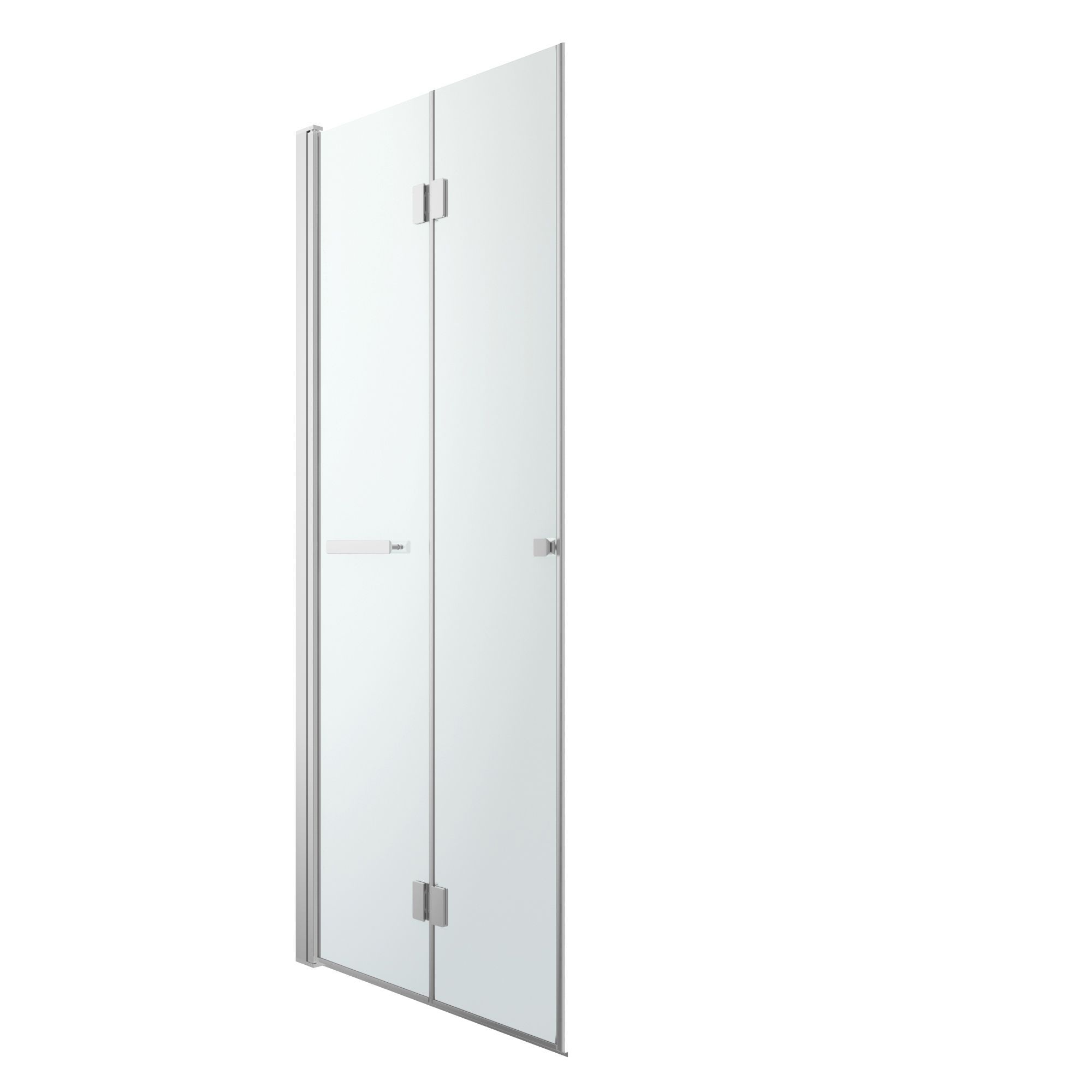 GoodHome Beloya Clear Chrome effect Folding Shower panel (H)195cm (W ...