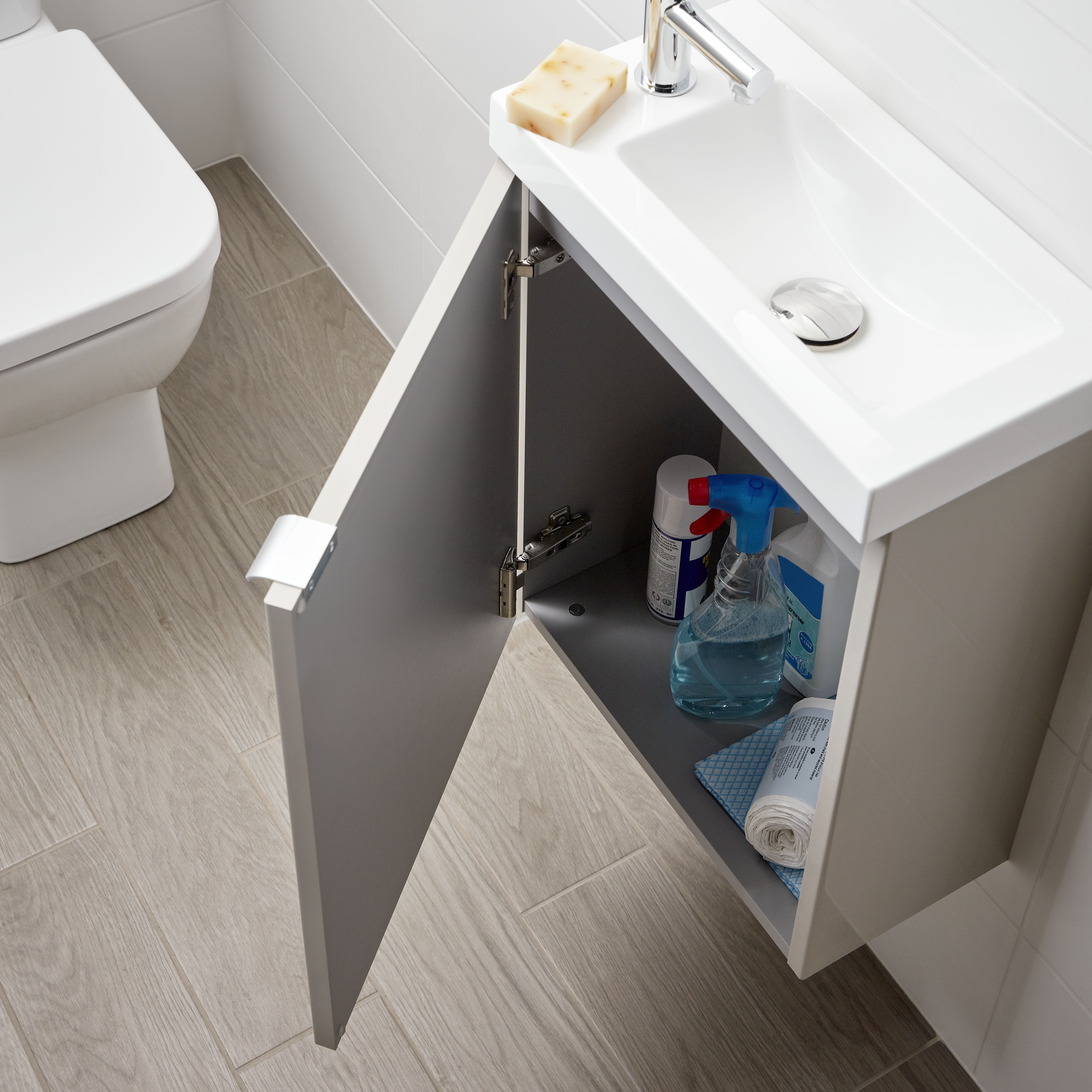 GoodHome Beni Gloss White Counter top Basin (W)44.2cm