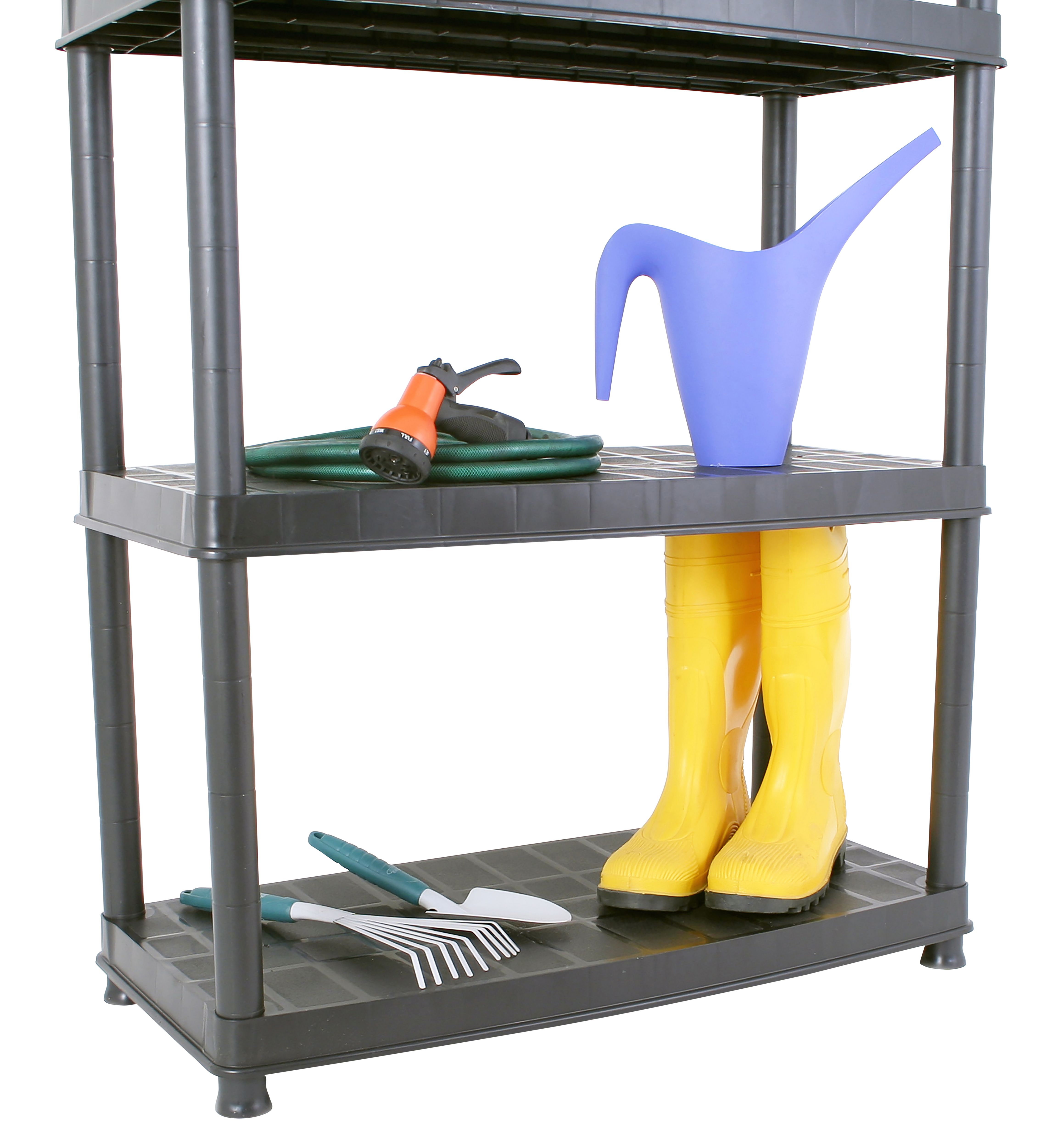 GoodHome Black 5 shelf Plastic Shelving unit (H)1850mm (W)915mm