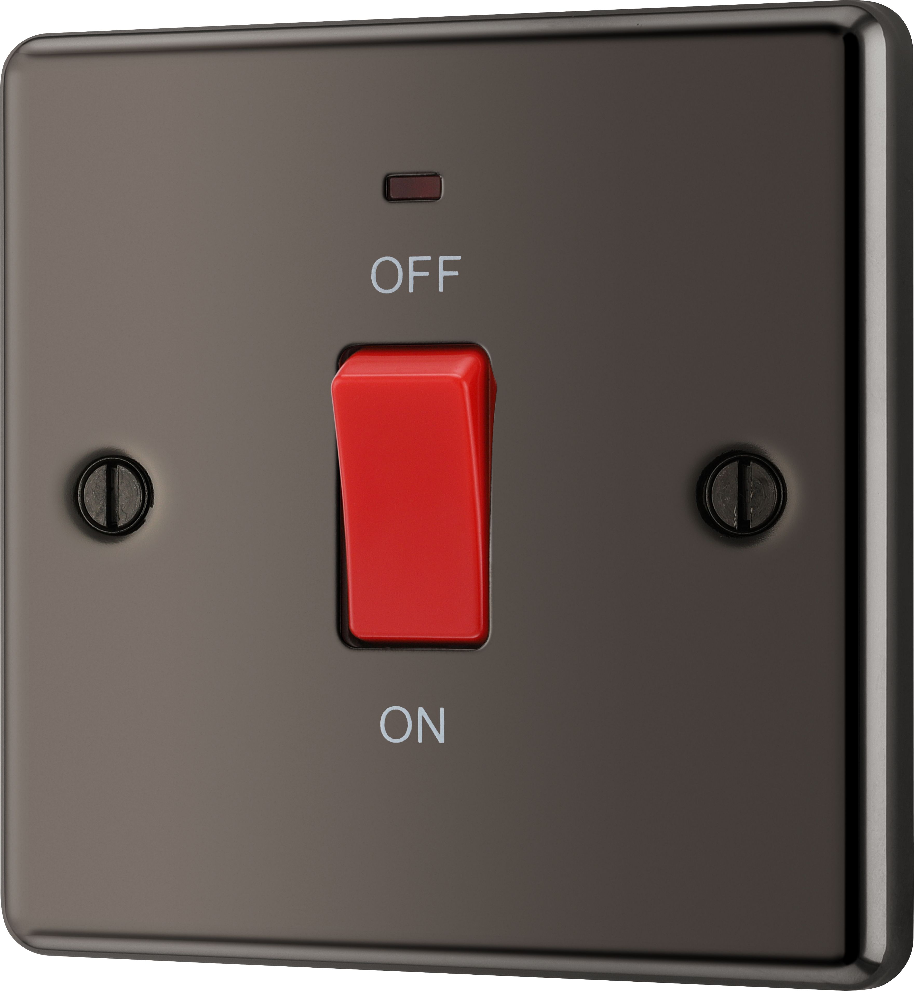 GoodHome Black Nickel 45A 1 way 1 gang Raised rounded Cooker Switch ...