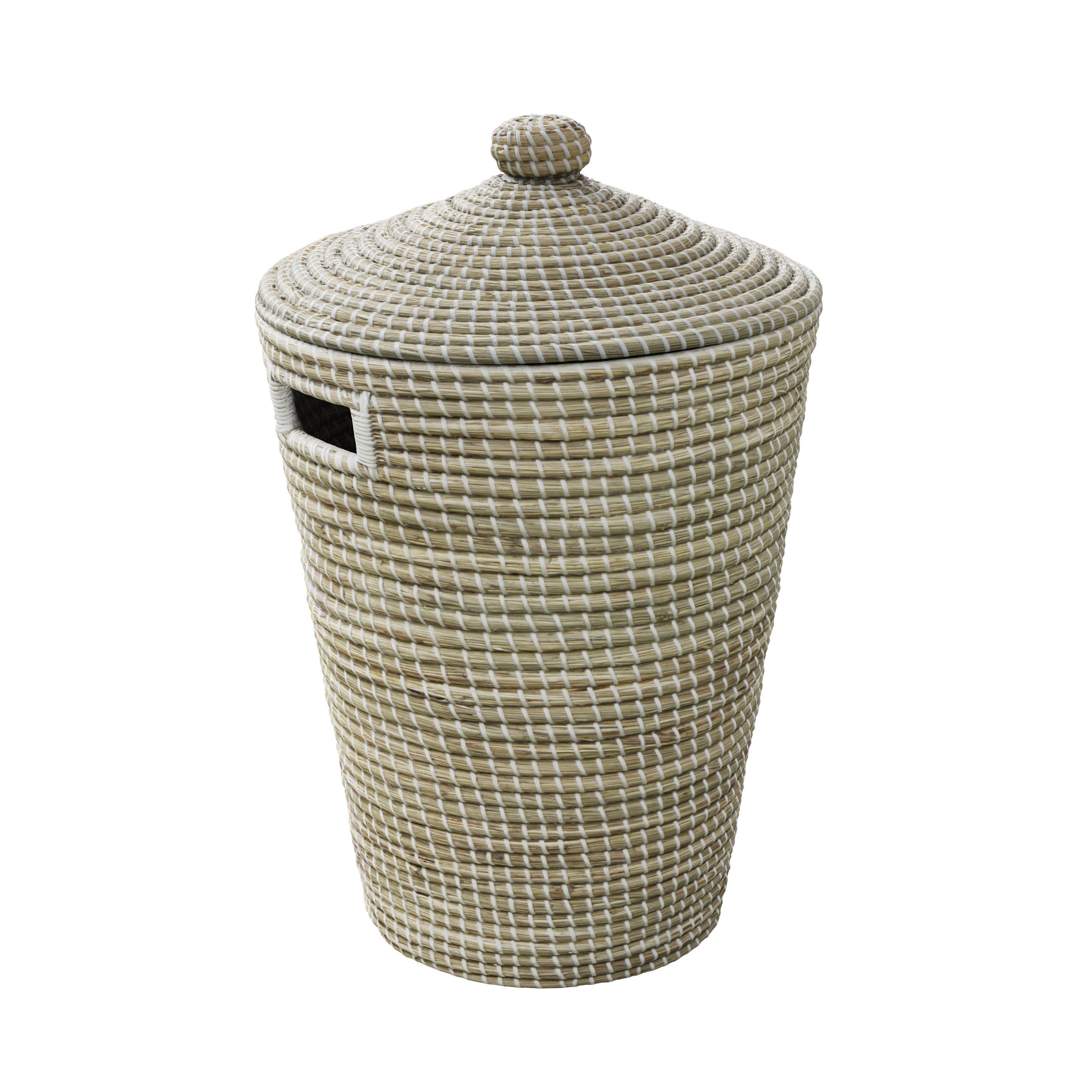 GoodHome Bonetta Seagrass white Polyester PES seagrass Laundry bin 44L