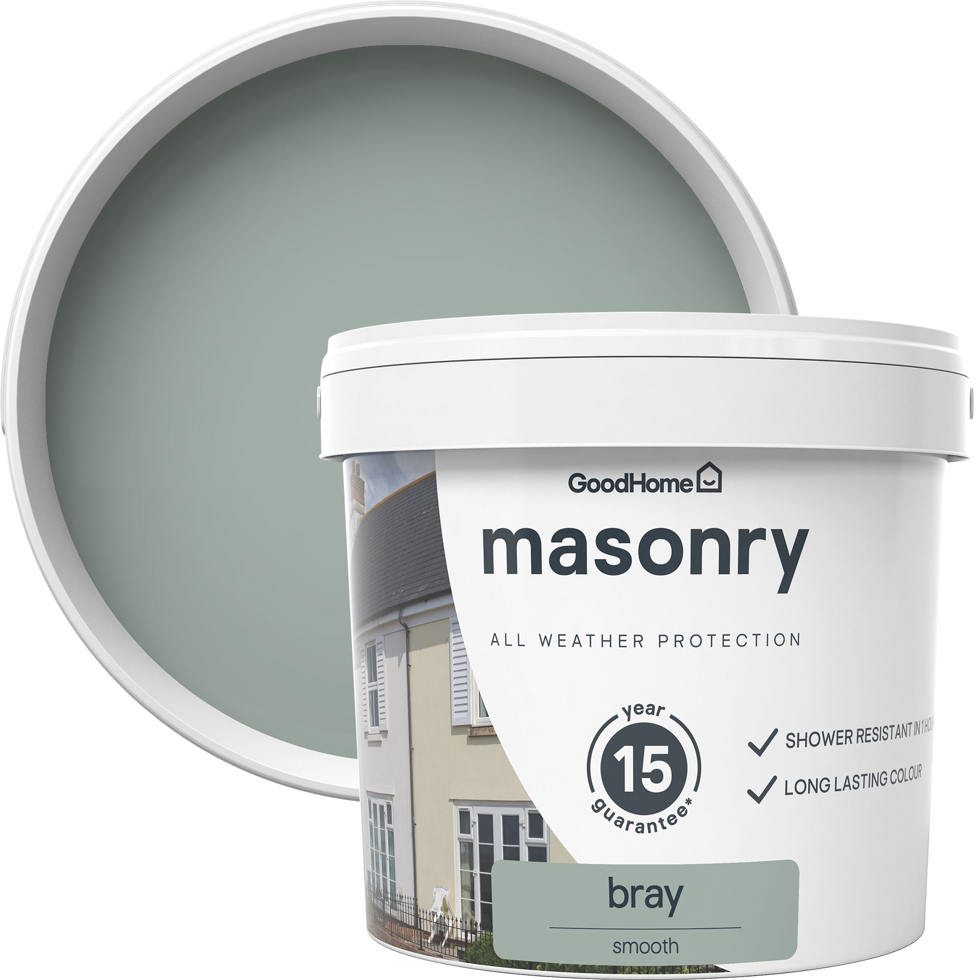 GoodHome Bray Smooth Matt Masonry paint, 5L Tub