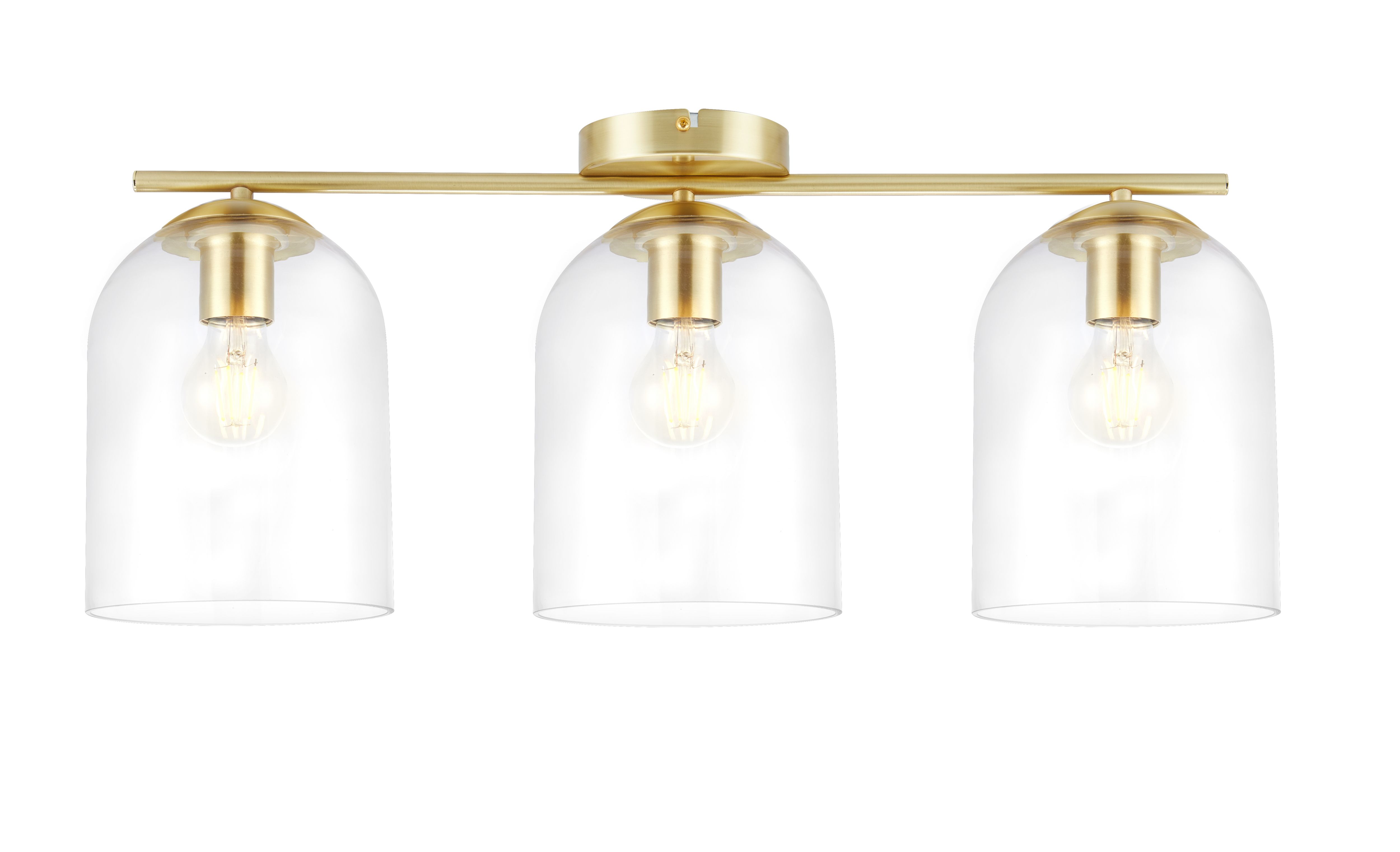 GoodHome Brushed Glass & metal Brass effect 3 Lamp Ceiling light | DIY ...