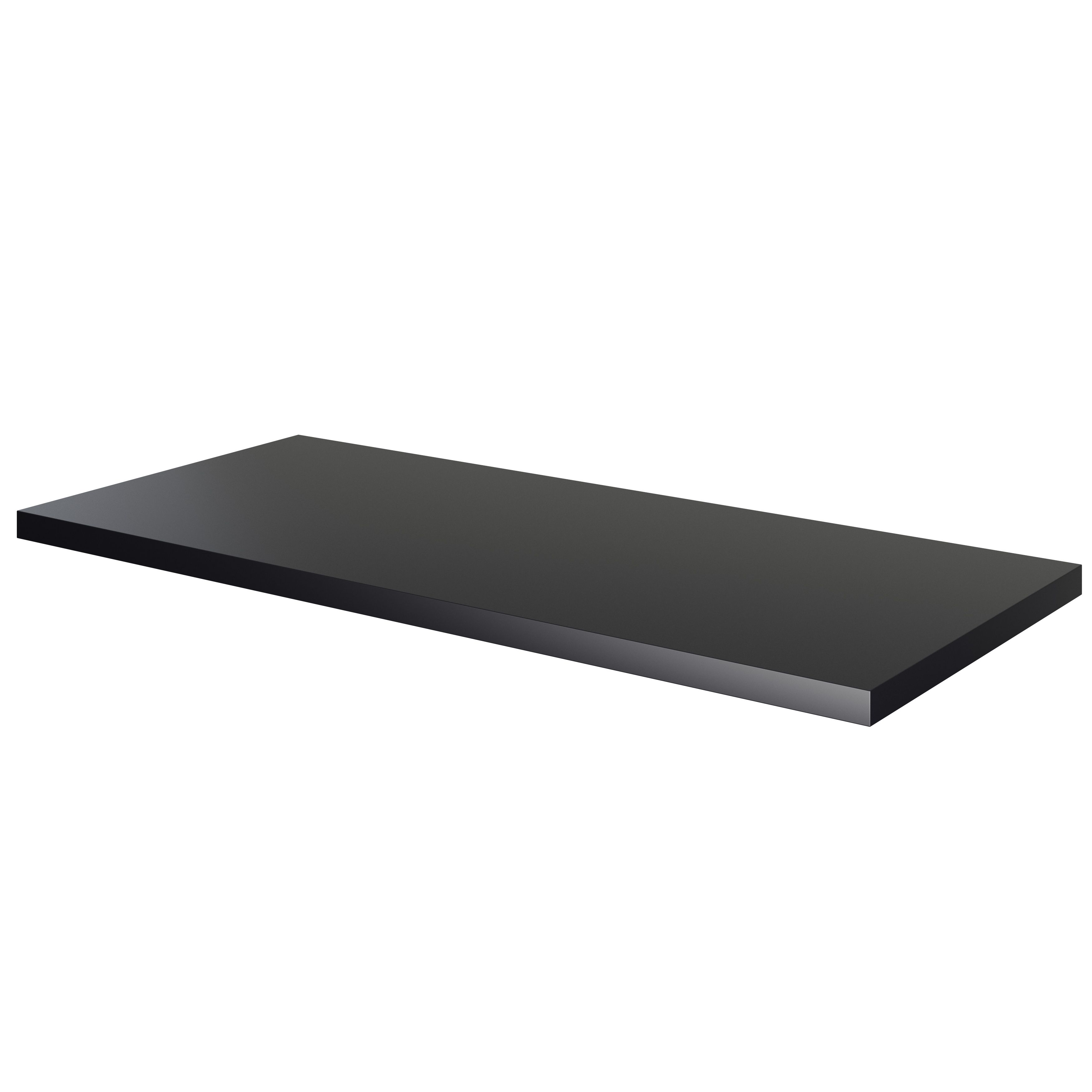 GoodHome Cadelia Matt Black Square edge Chipboard & laminate Worktop (T ...