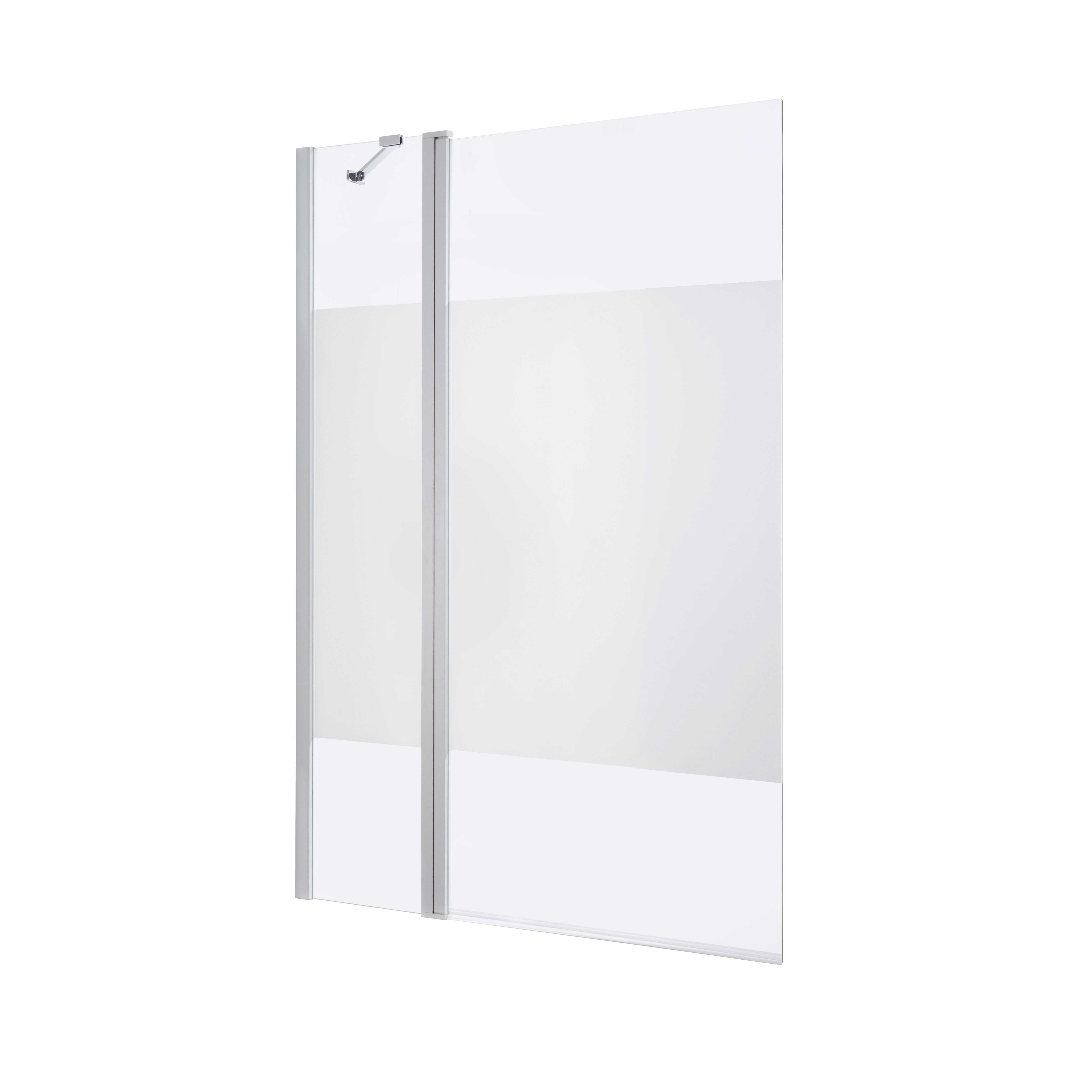 GoodHome Calera Straight 2 panel Frosted glass White Bath screen, (W ...
