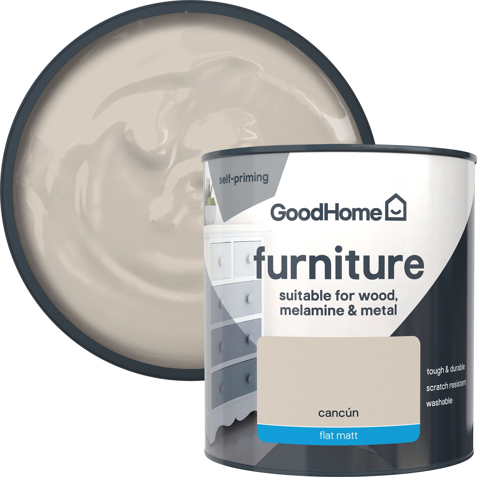 GoodHome Cancún Flat matt Furniture paint, 500ml