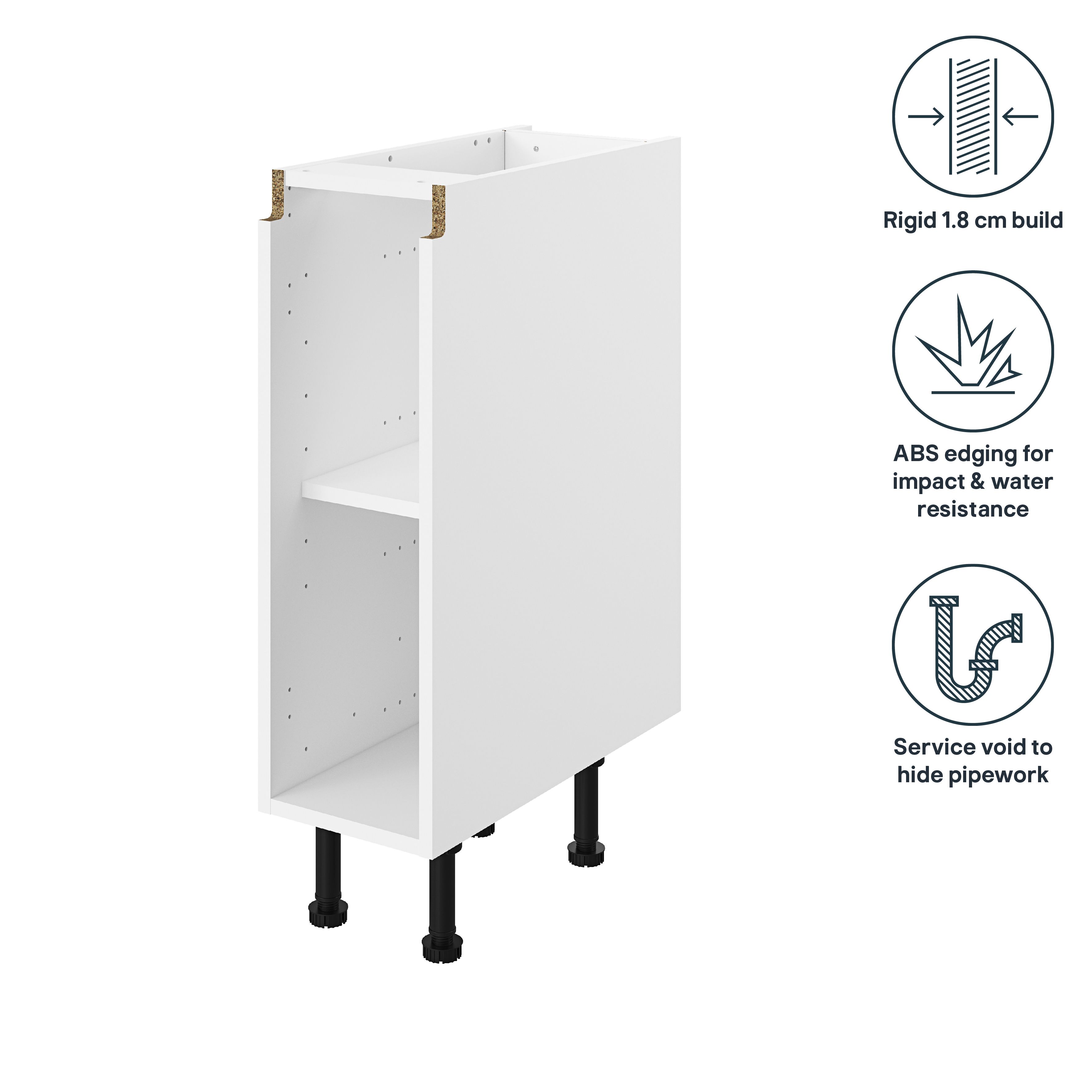 GoodHome Caraway Innovo White Base cabinet W 250mm