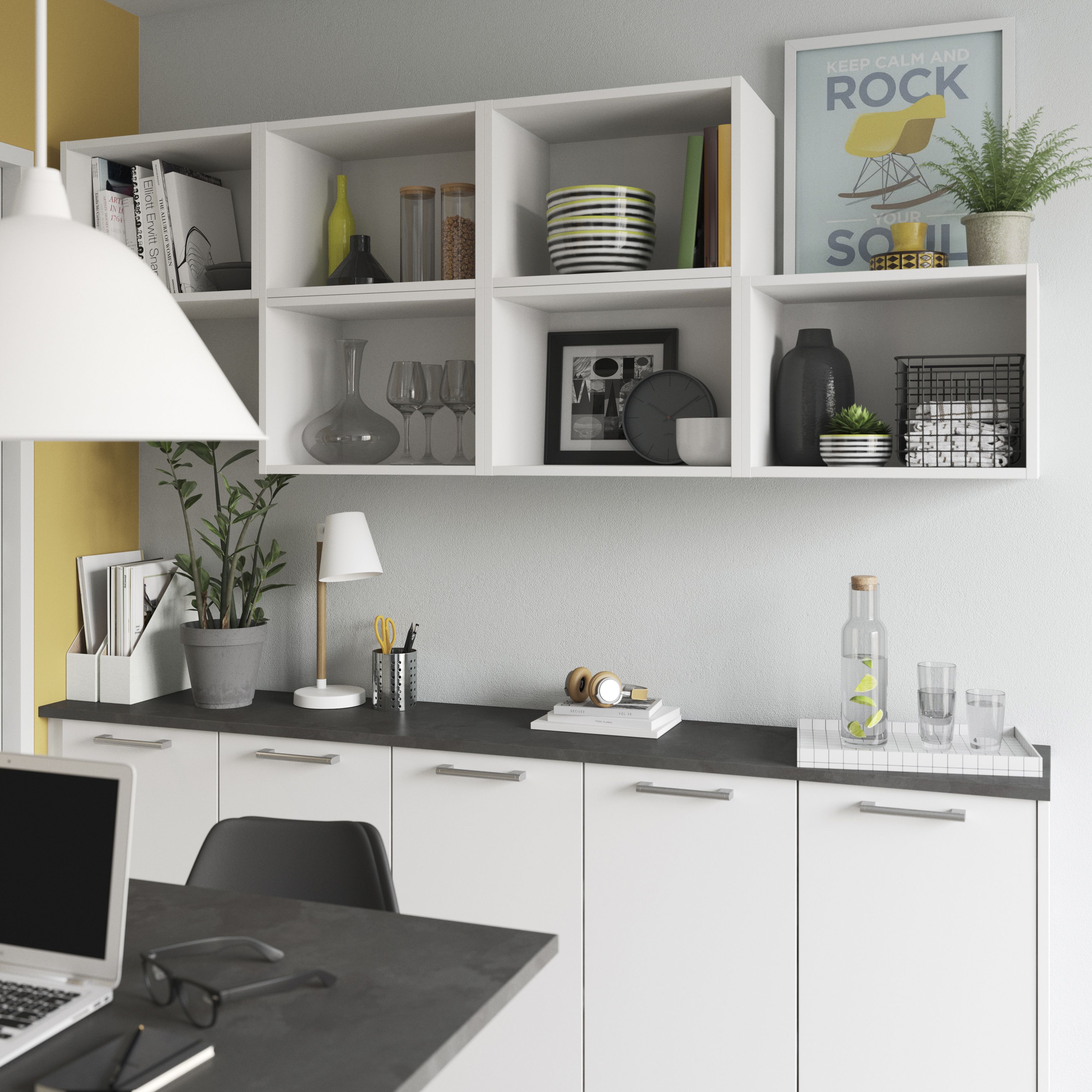 GoodHome Caraway Matt White Open Bridging cabinet W 500mm D 340mm