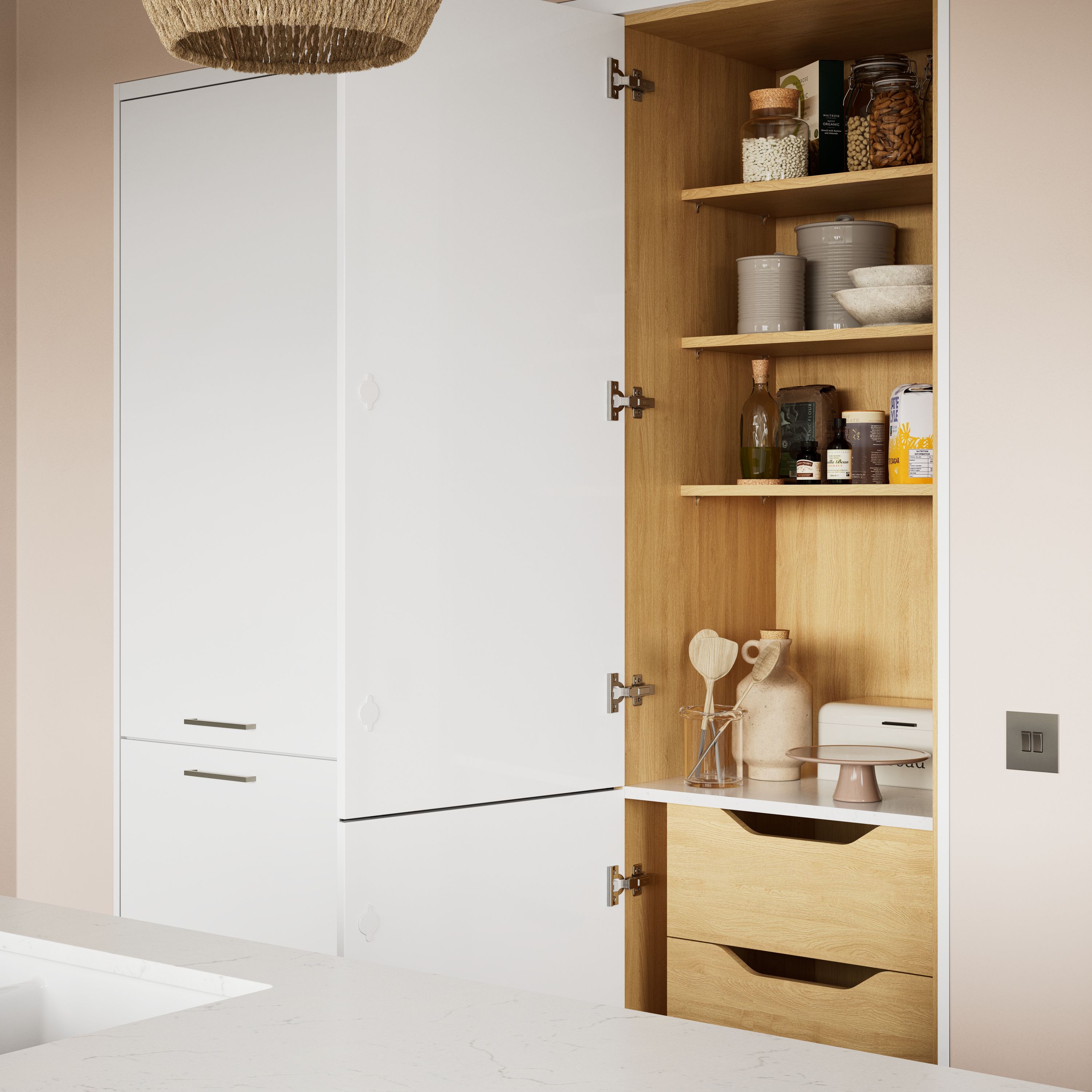 GoodHome Caraway Oak effect 600mm Pantry shelf pack