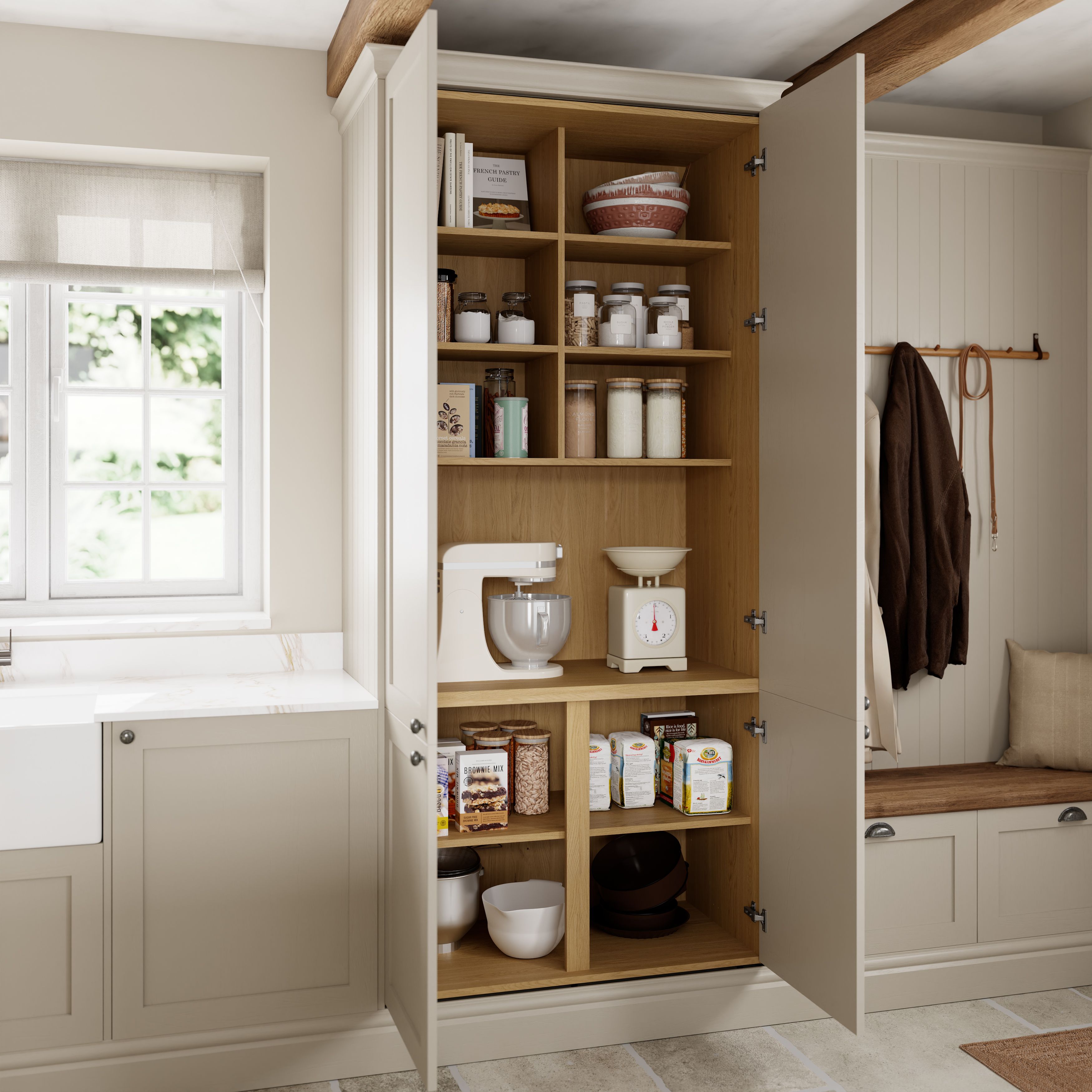 GoodHome Caraway Tall Oak effect 1000mm Pantry shelf pack