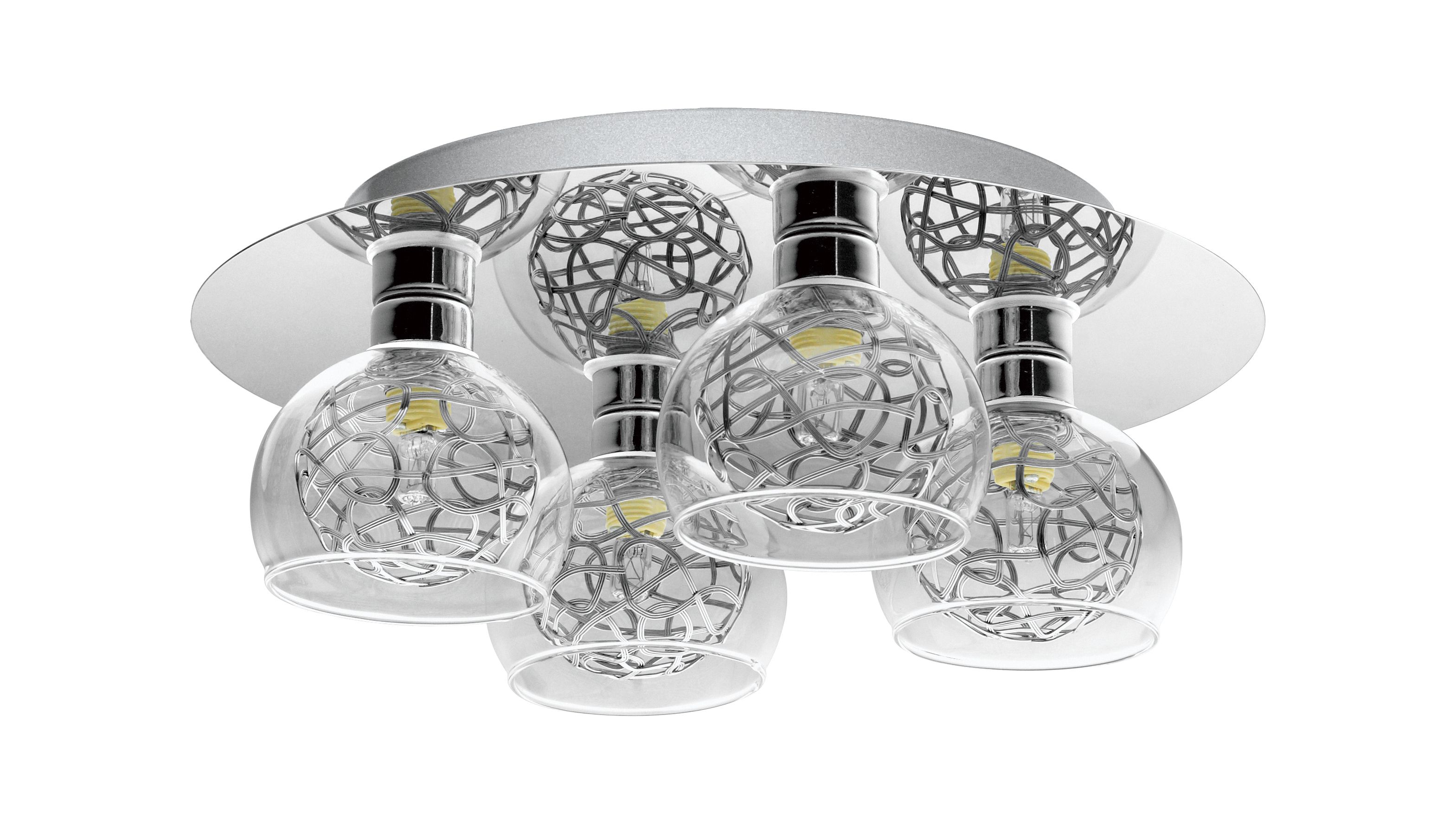 GoodHome Carmenta Spiral Glass & metal Chrome effect 4 Lamp Ceiling light