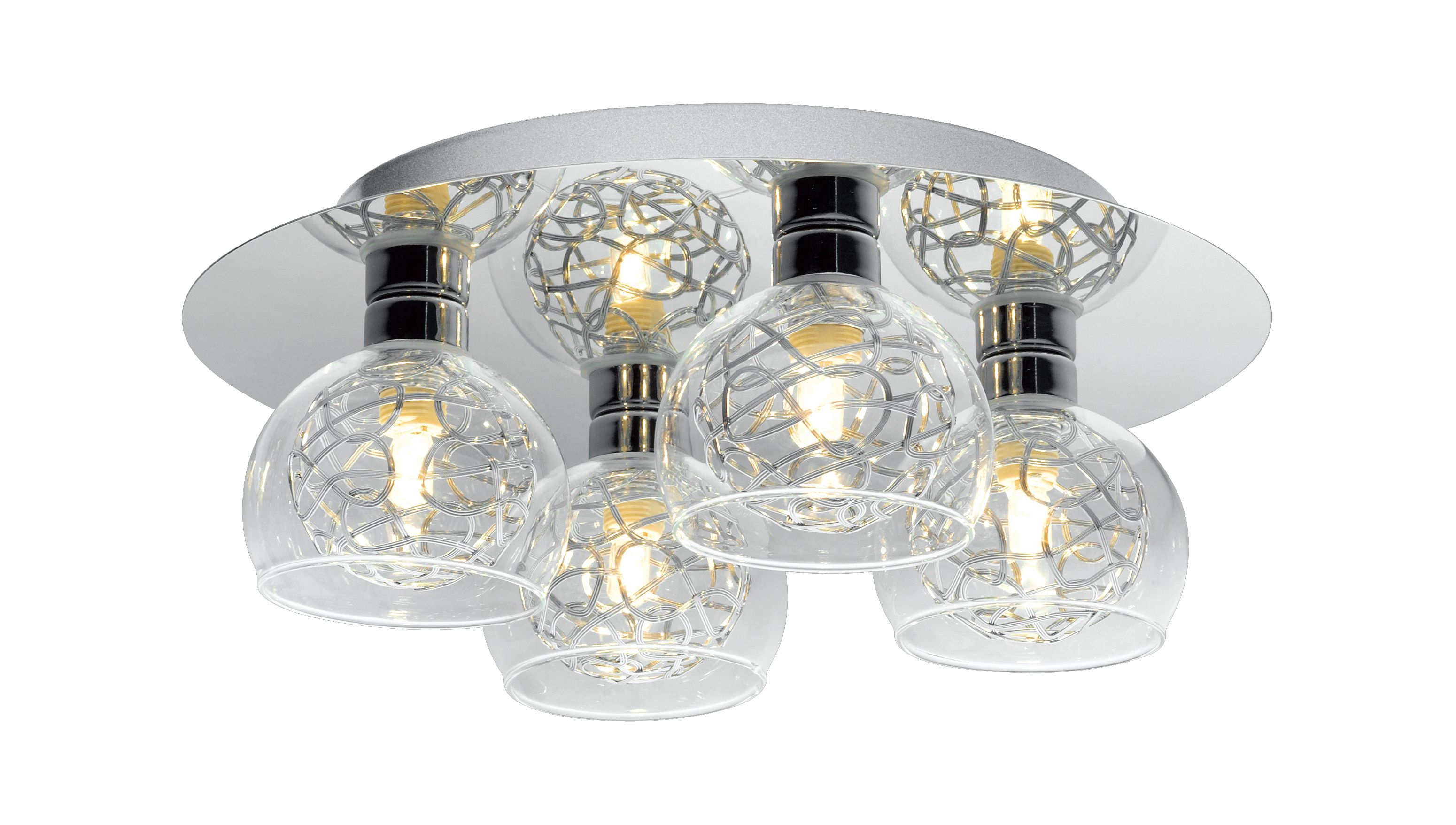 GoodHome Carmenta Spiral Glass & metal Chrome effect 4 Lamp Ceiling light