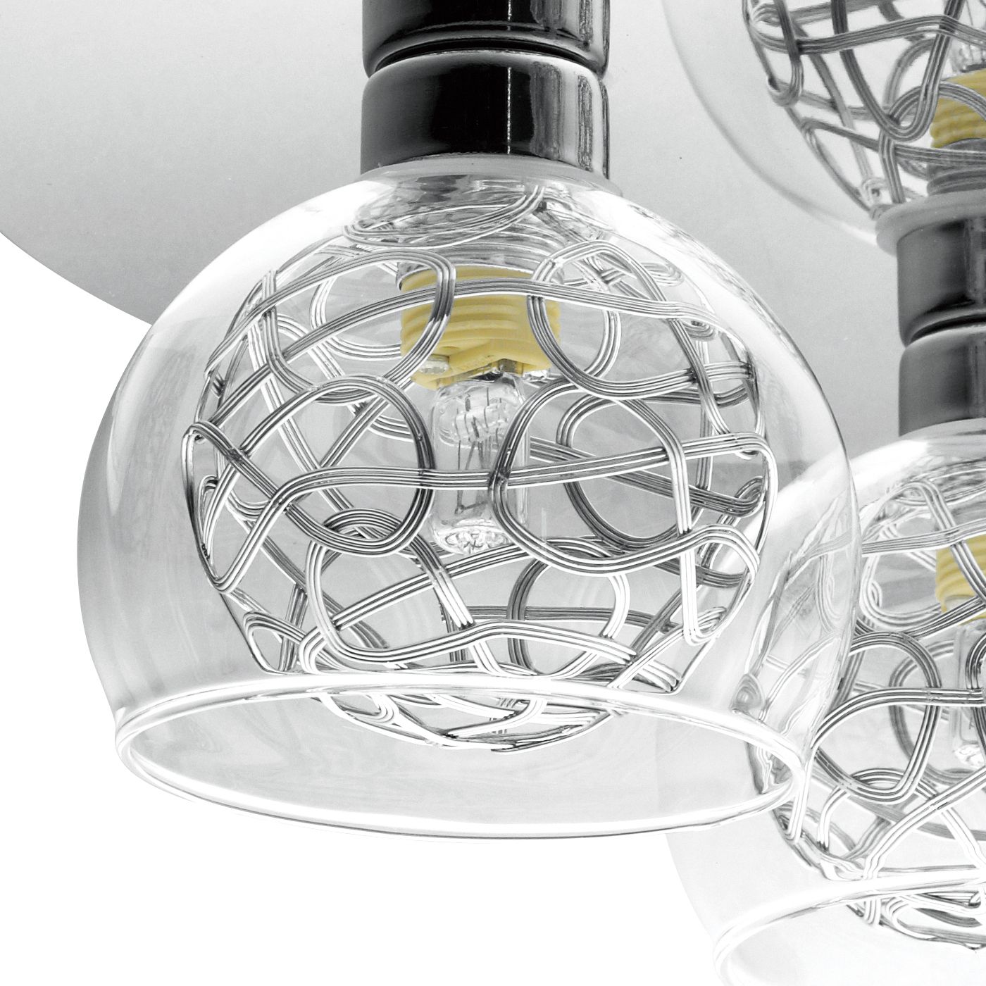 GoodHome Carmenta Spiral Glass & metal Chrome effect 4 Lamp Ceiling light