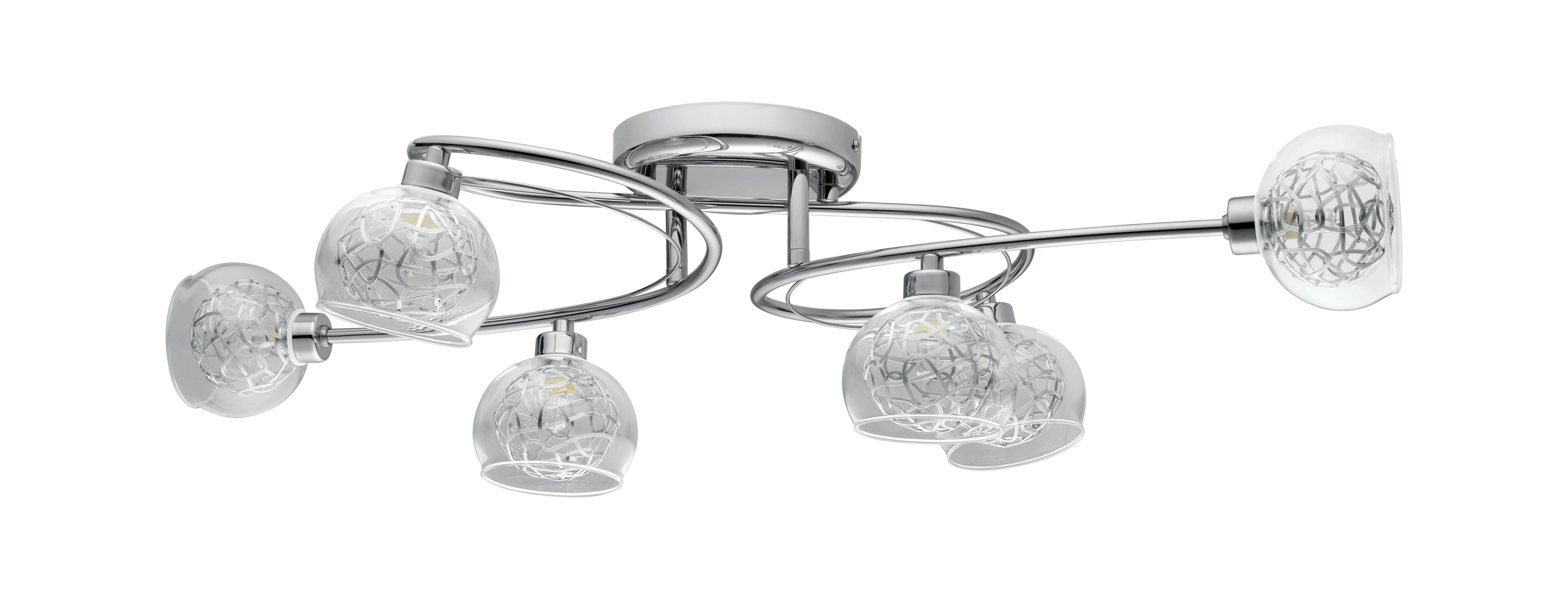 GoodHome Carmenta Spiral Glass & metal Chrome effect 6 Lamp Ceiling light