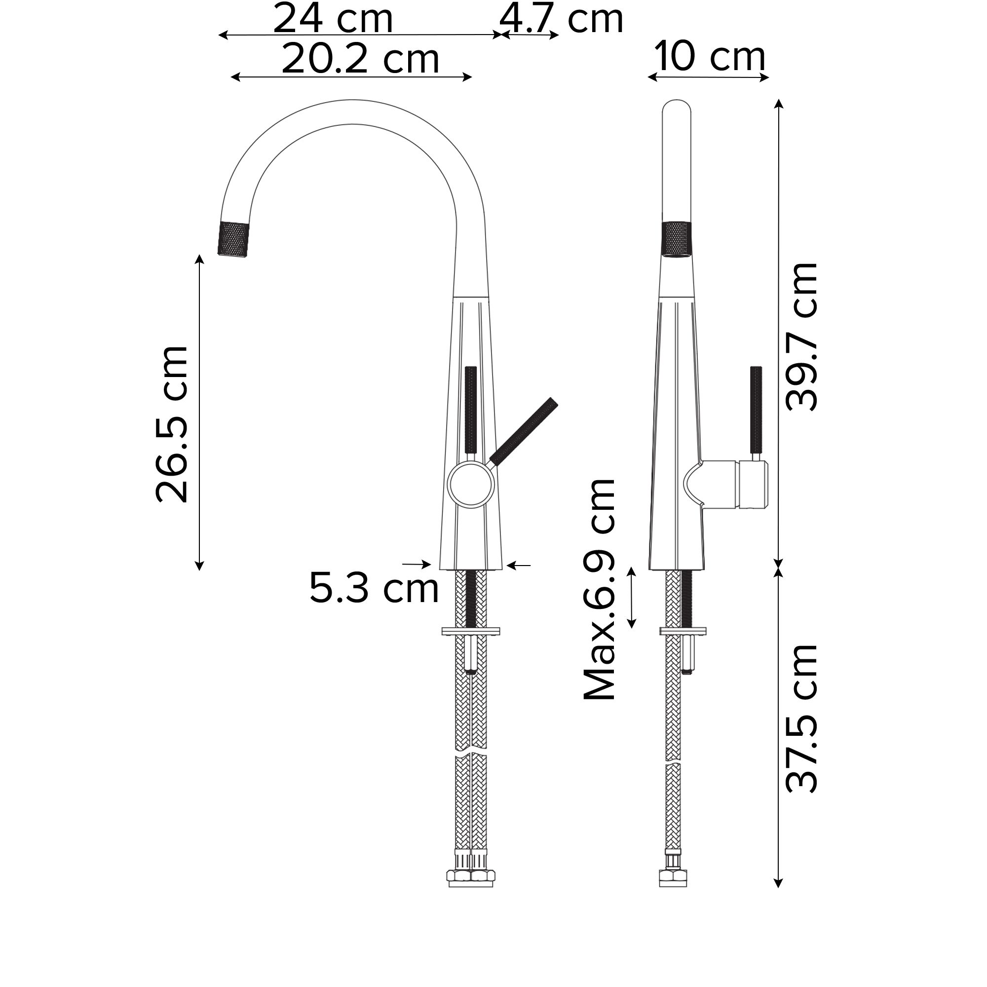 GoodHome Carya Silver Stainless steel effect Kitchen Side lever Tap