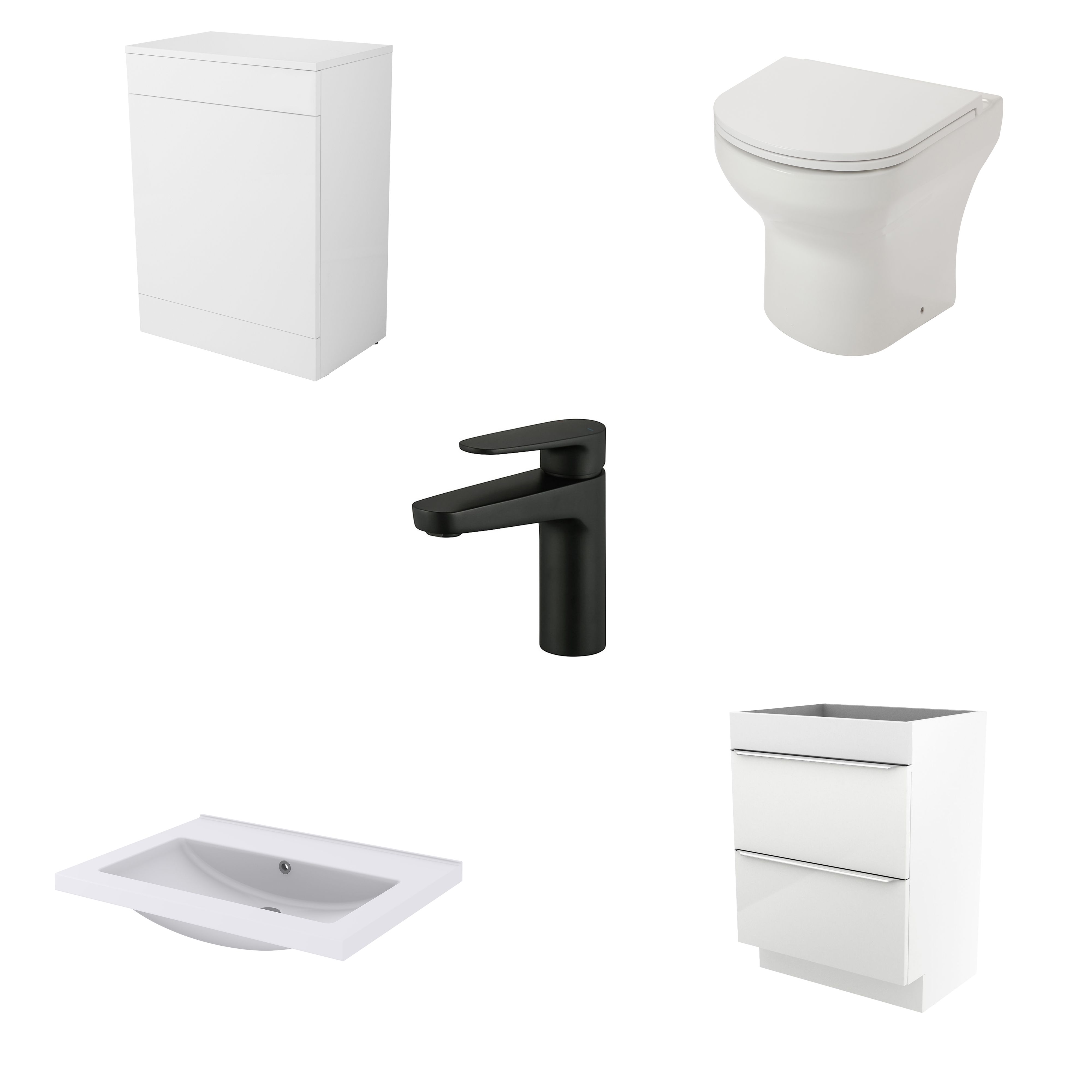 GoodHome Cavally Freestanding & wall-mounted Toilet, basin, tap ...