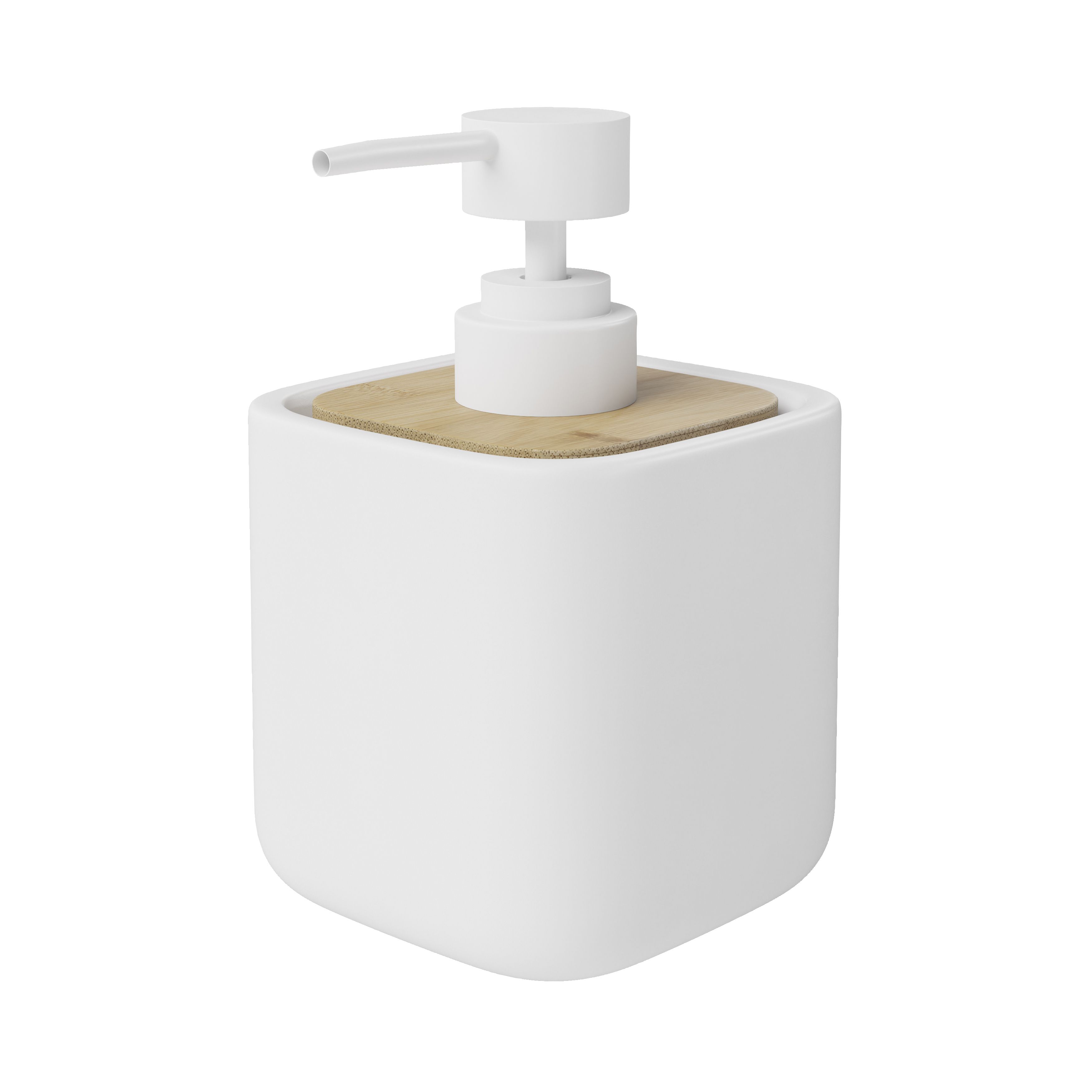 GoodHome Cervia Matt White Bamboo & ceramic Freestanding Soap dispenser