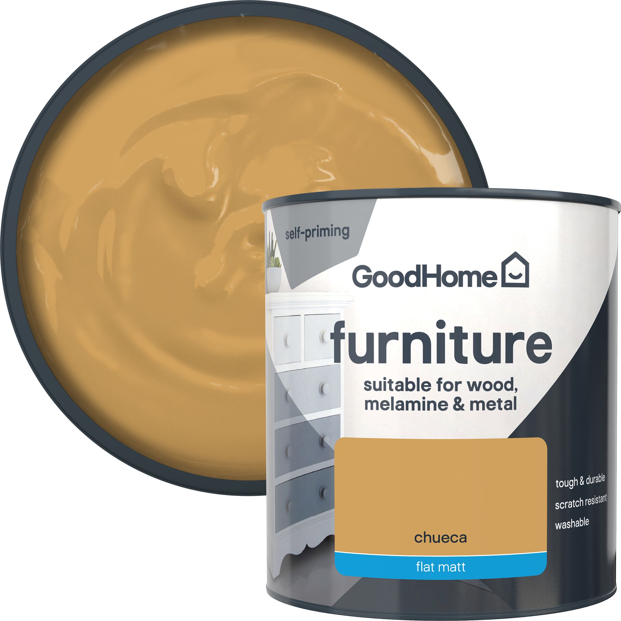 GoodHome Chueca Flat matt Furniture paint, 500ml