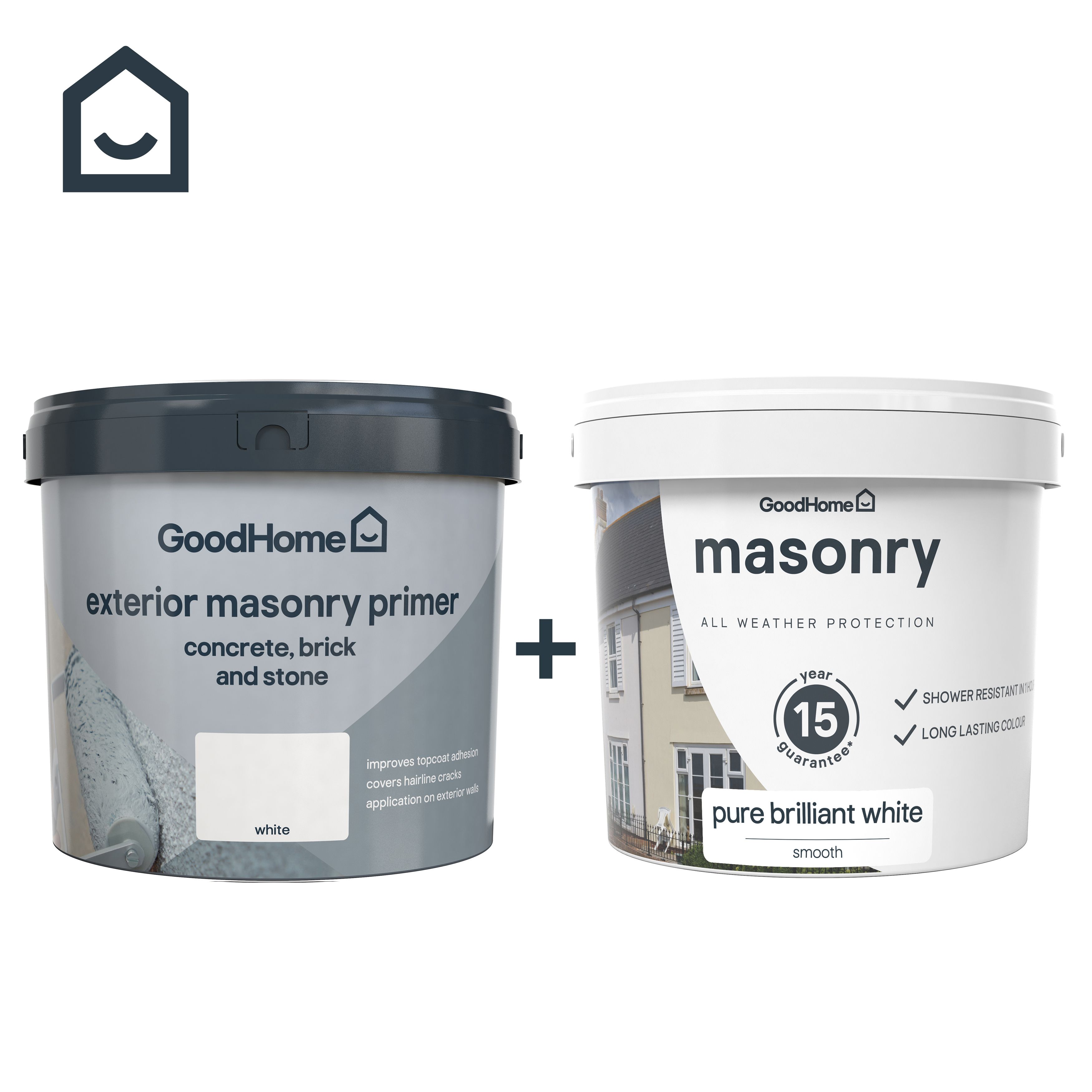 GoodHome Classic Pure brilliant white Smooth Matt Masonry paint, 5L