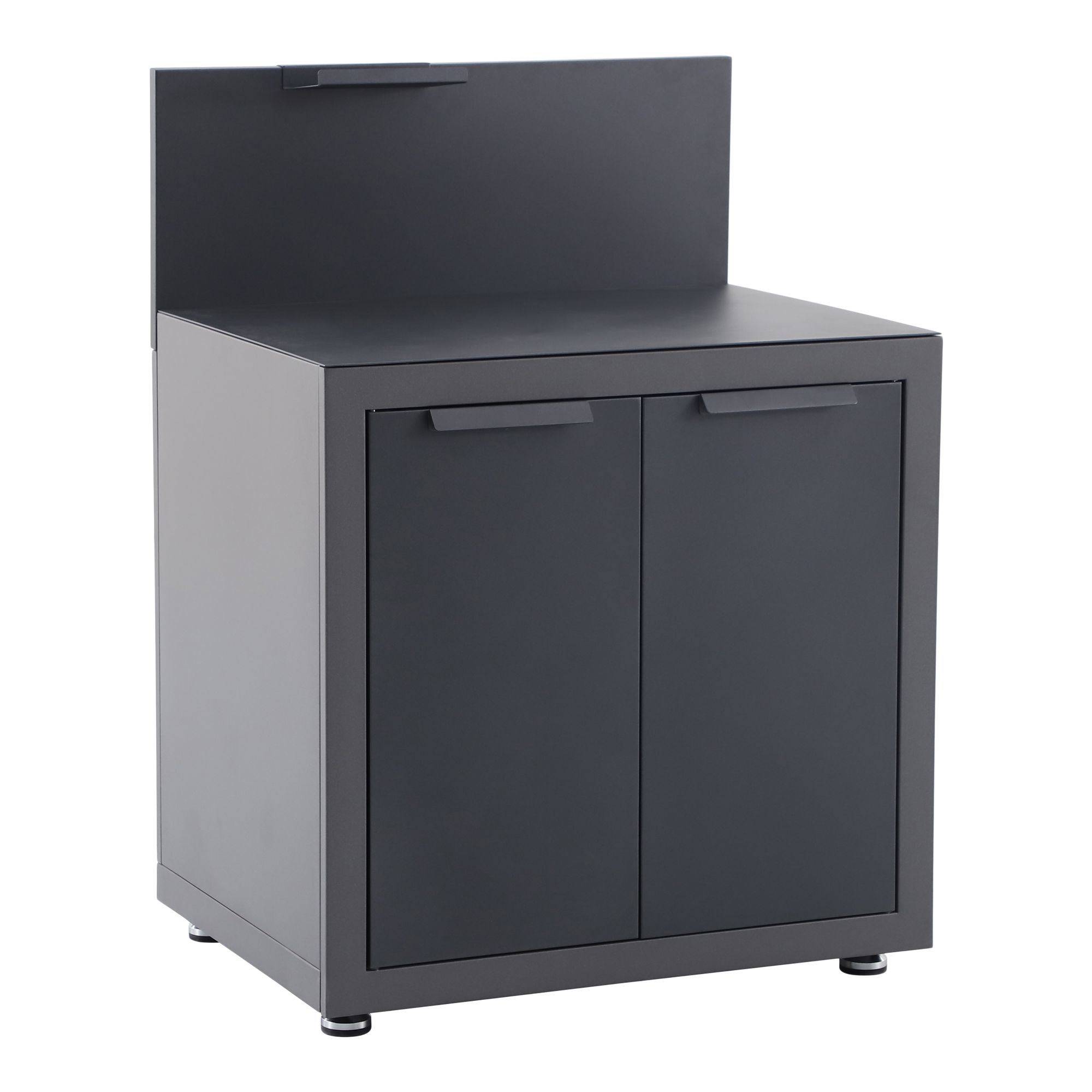 GOODHOME CUCINO POWDER-COATED GREY OPEN STEEL OUTDOOR KITCHEN CABINET UNIT