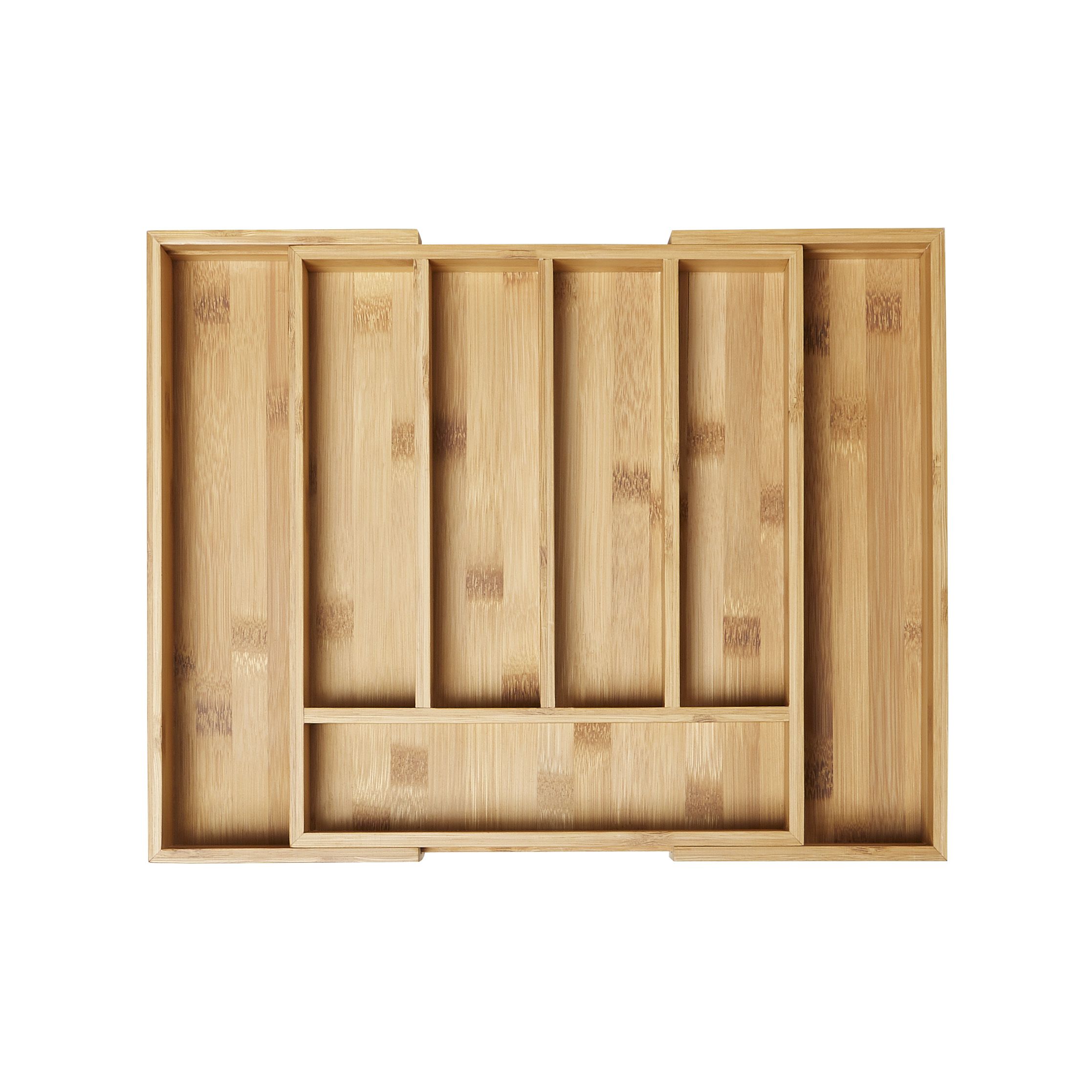 GoodHome Datil Natural Bamboo & MDF Extendable Cutlery tray, (H)60mm (W ...