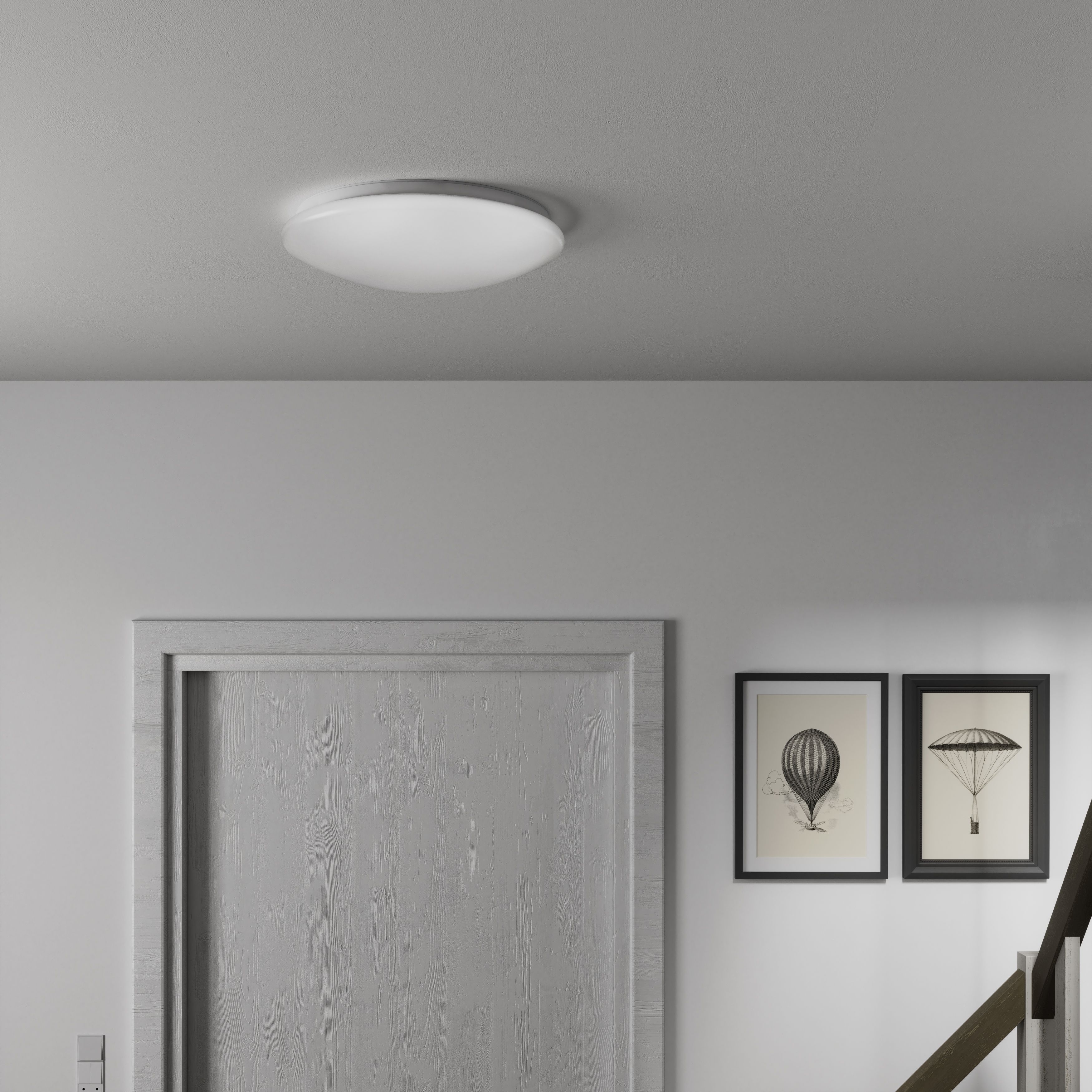 GoodHome Dea Round Matt Metal & plastic White Frosted effect LED ...