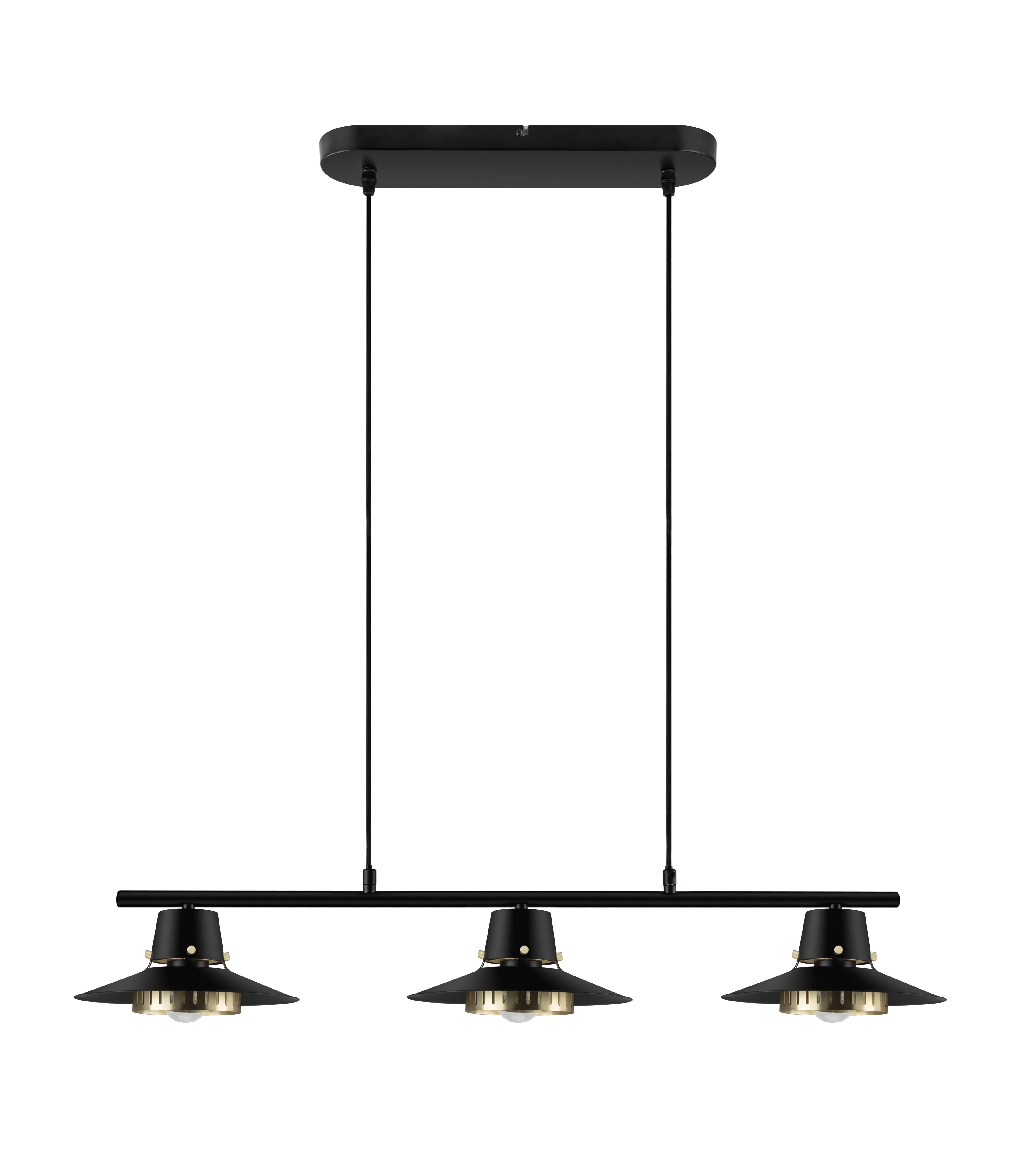 GoodHome Delagoa Bar Matt Black & Gold 3 Lamp LED Pendant ceiling light ...