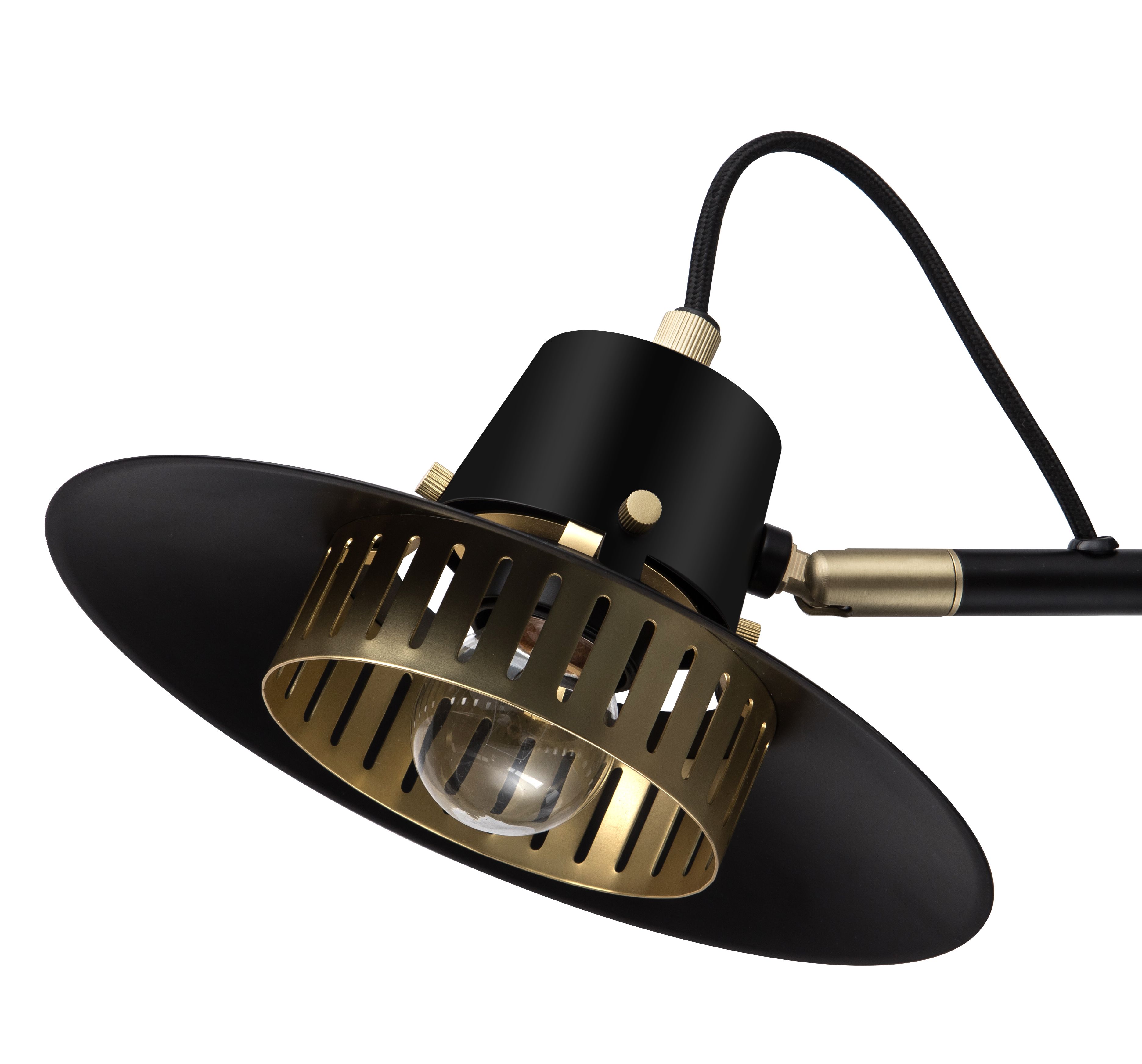 GoodHome Delagoa Industrial Matt Black & Gold Antique brass effect ...