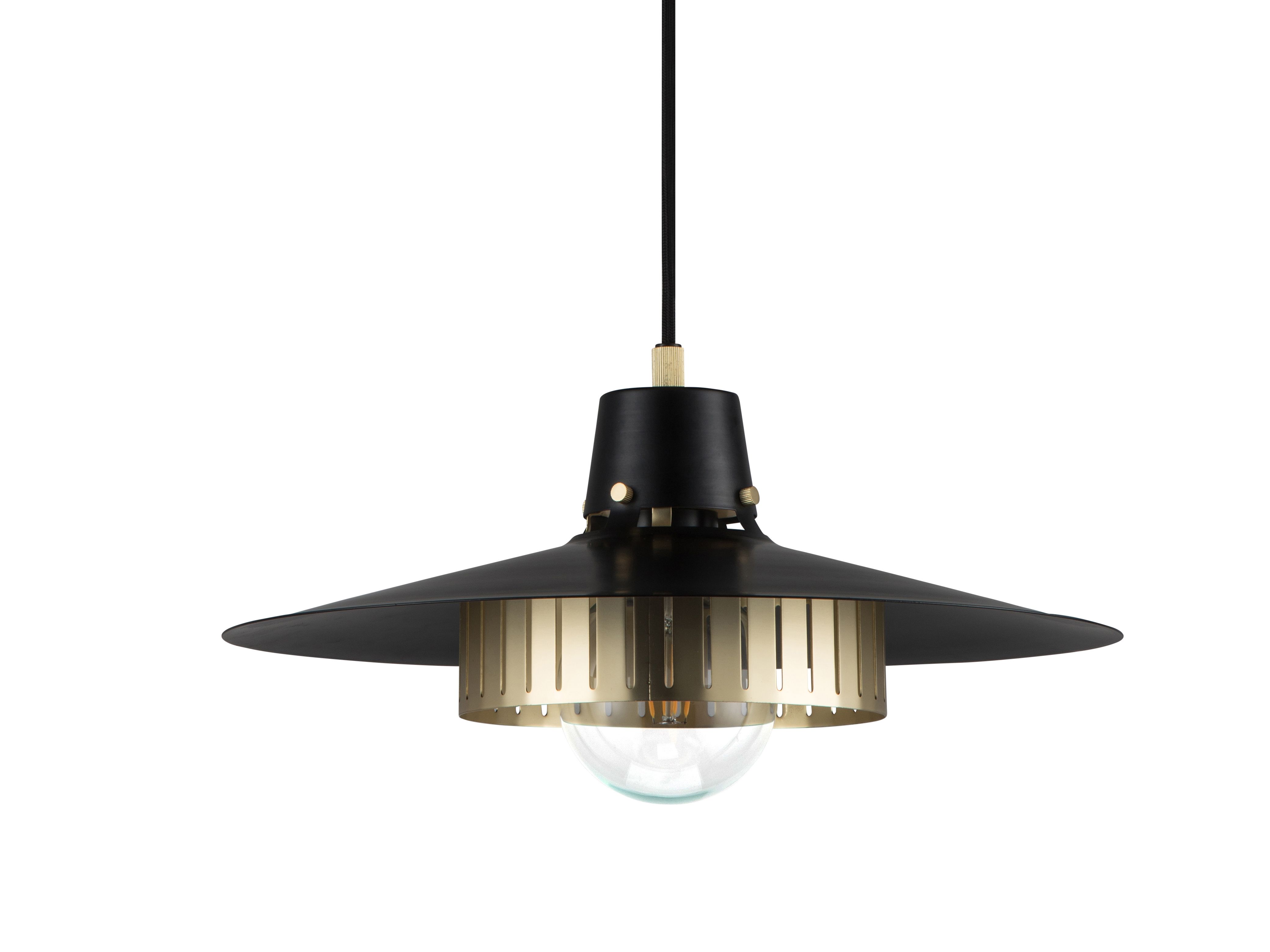 GoodHome Delagoa Round Matt Black & Gold LED Pendant ceiling light ...