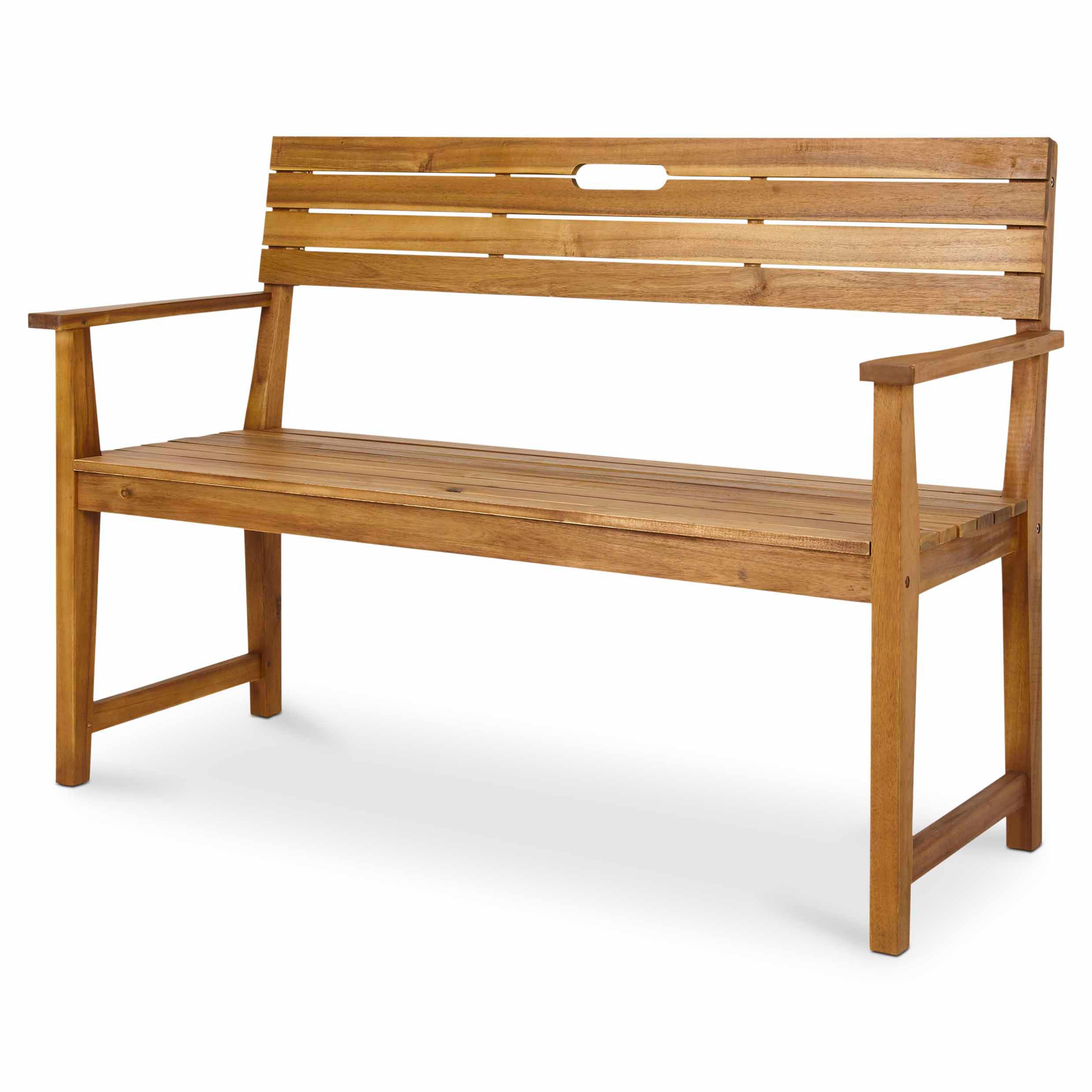 GoodHome Denia Natural Wooden Bench 57cm W 89.7cm H