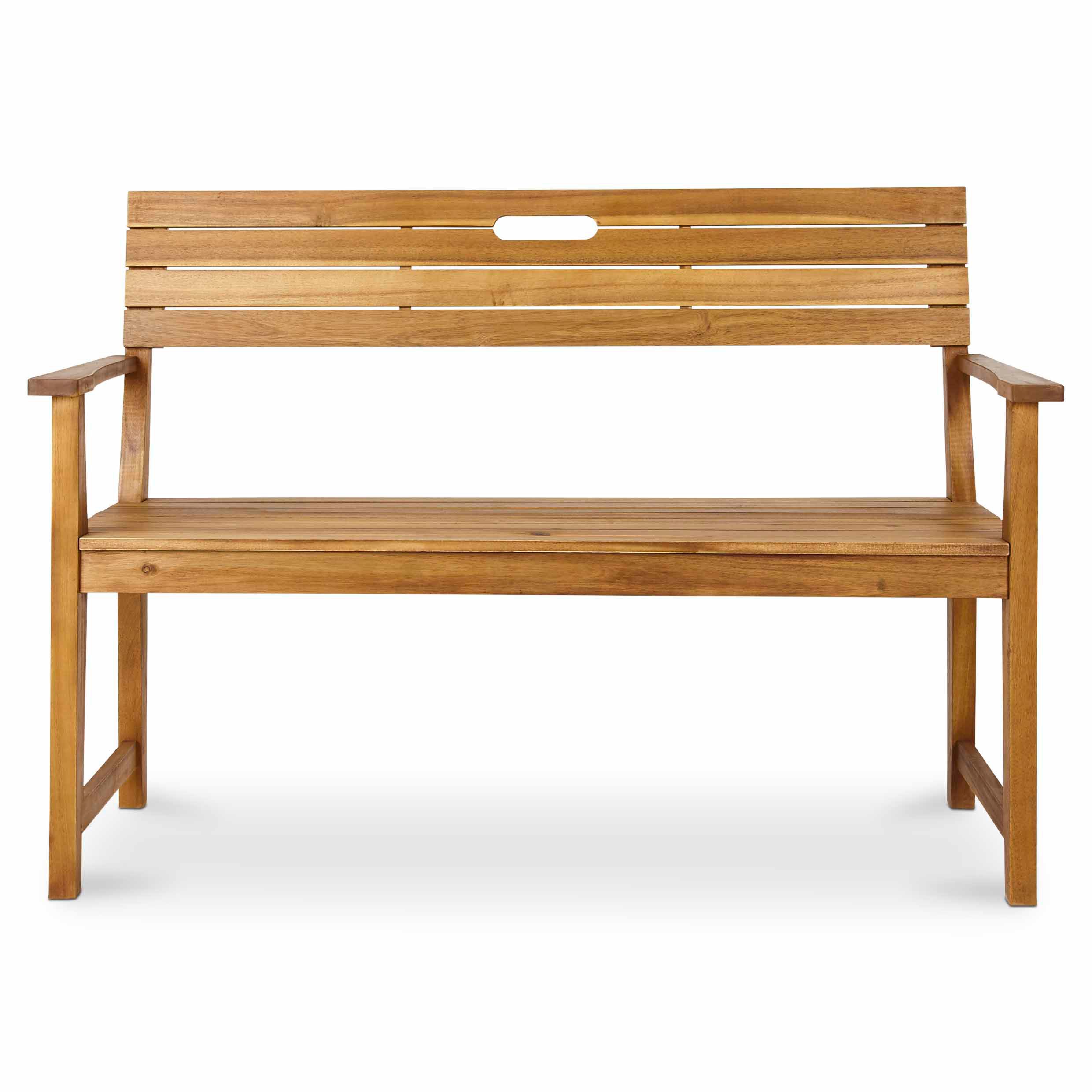 GoodHome Denia Natural Wooden Bench 57cm(W) 89.7cm(H)