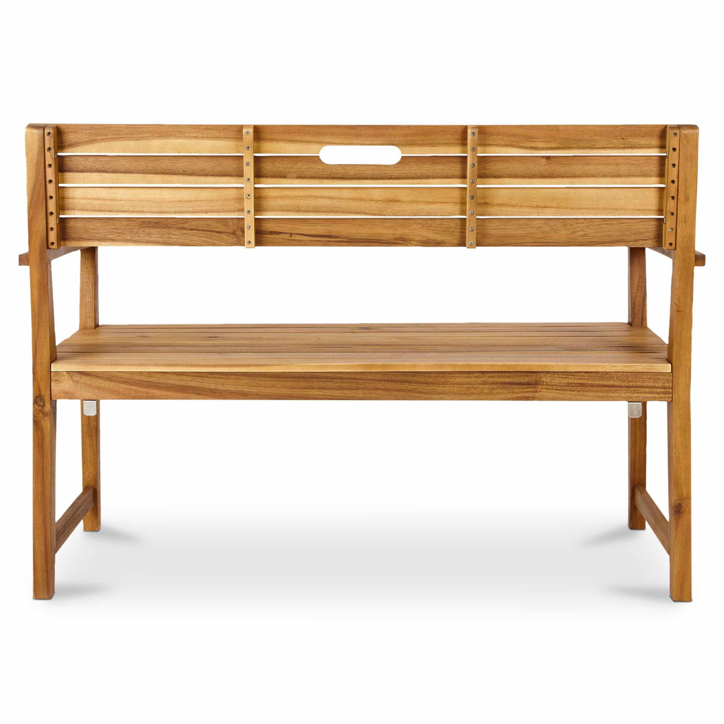 GoodHome Denia Natural Wooden Bench 57cm(W) 89.7cm(H)