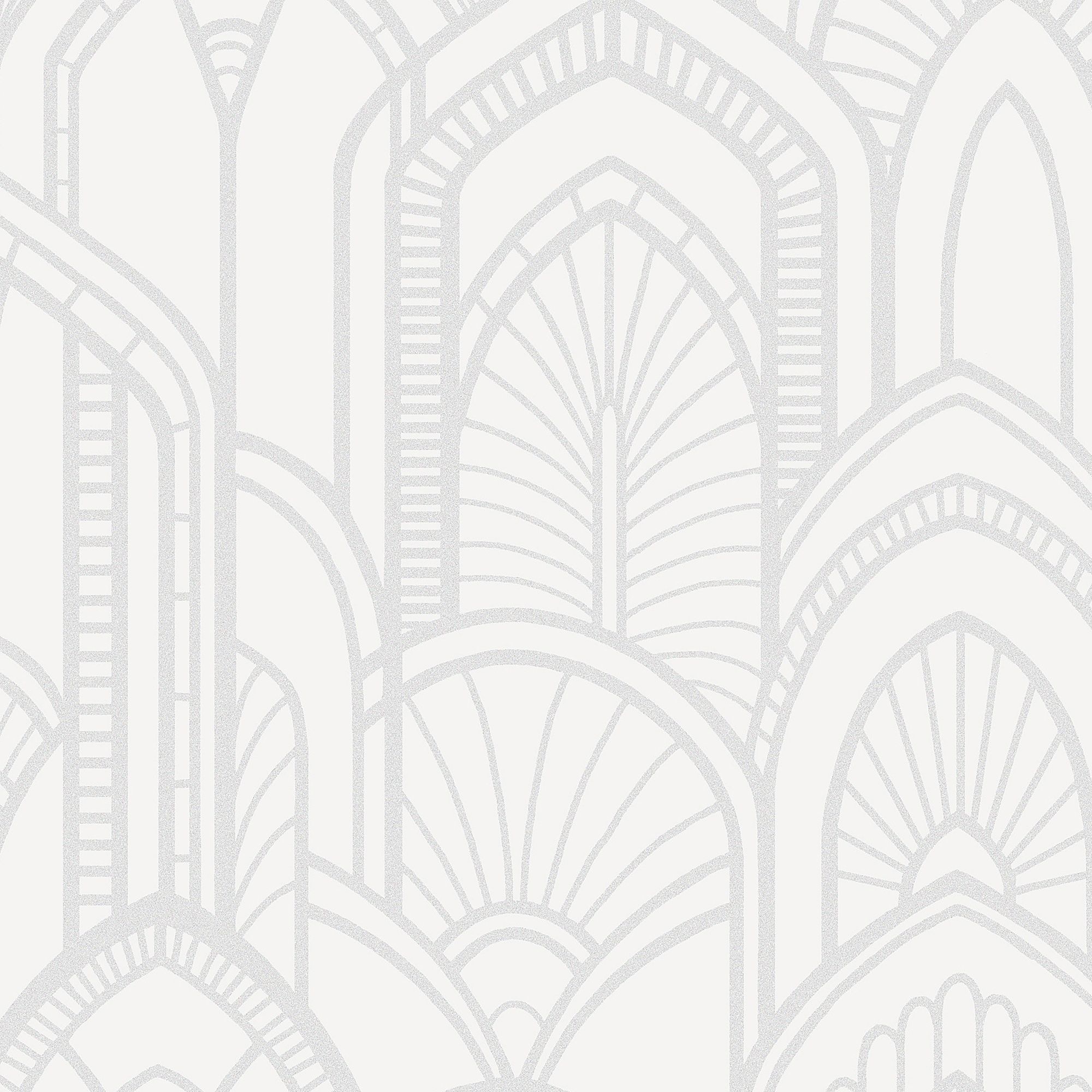 GoodHome Djinga White Art deco Silver effect Textured Wallpaper Sample ...