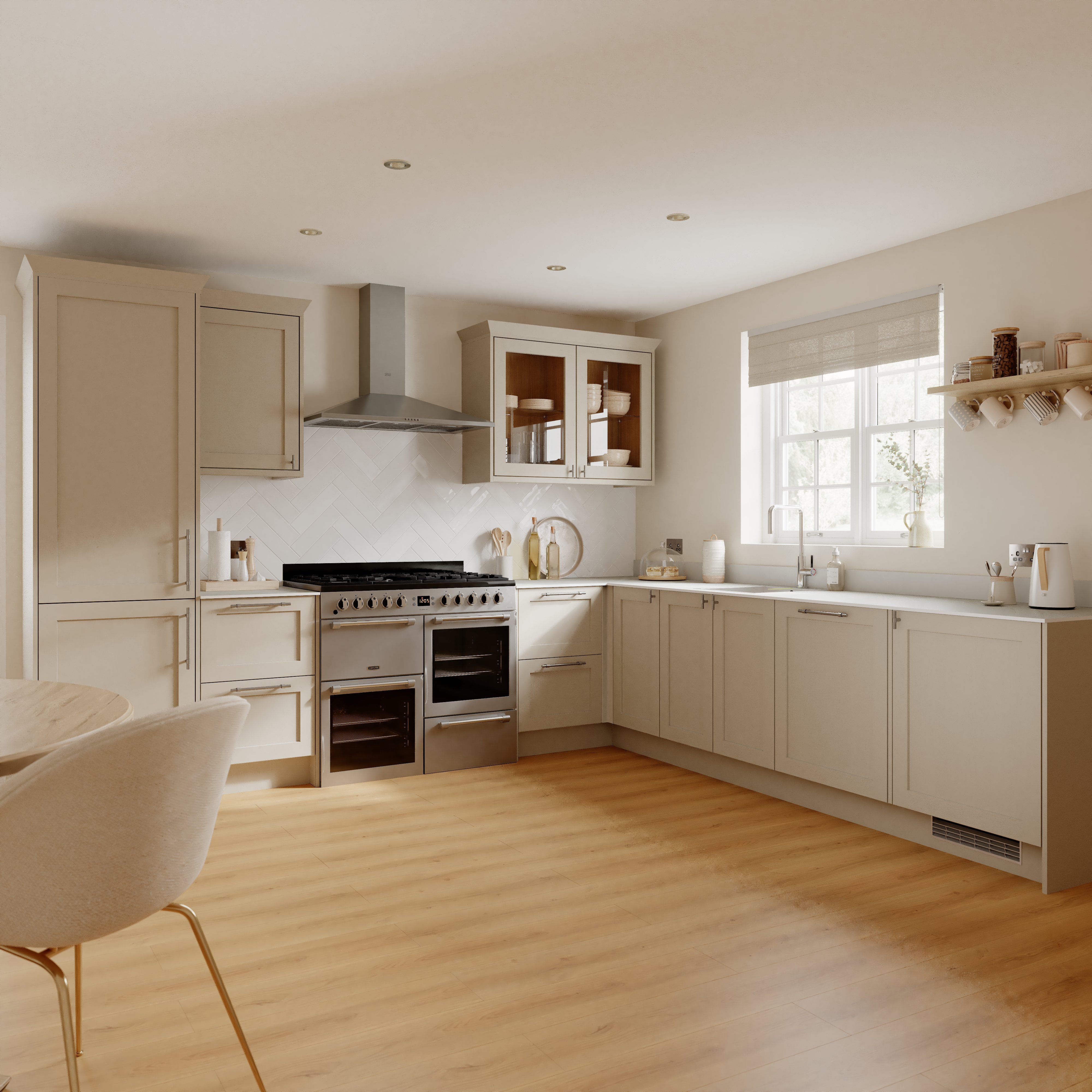 GoodHome Dovercourt Honey Natural Golden oak effect Structured Laminate ...