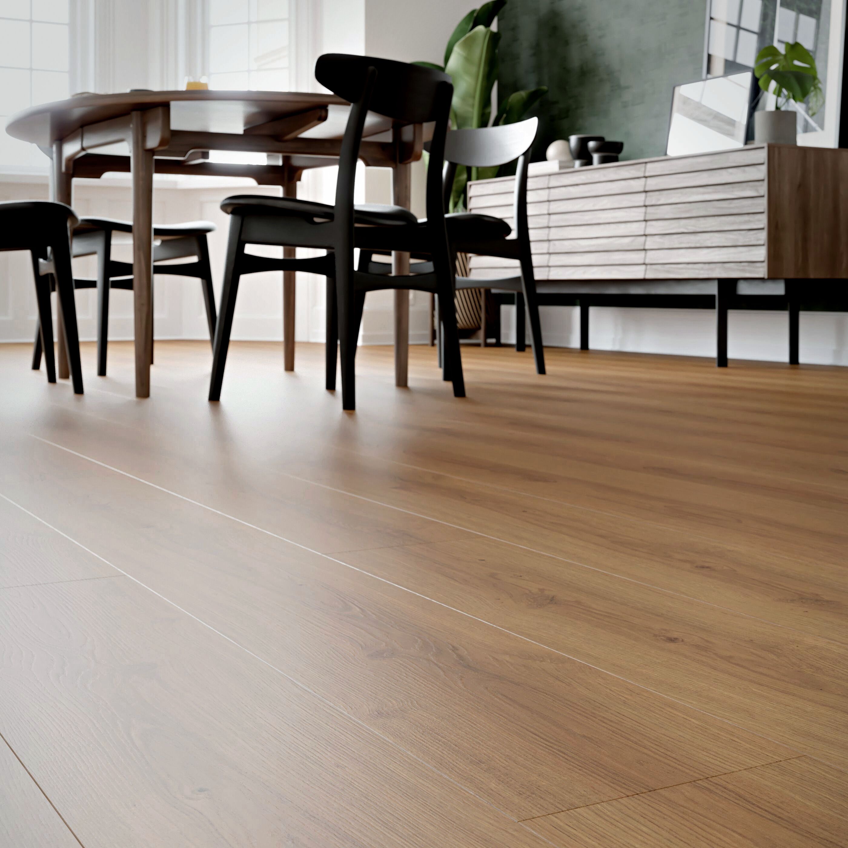 GoodHome Dovercourt Honey Natural Golden oak effect Structured Laminate ...