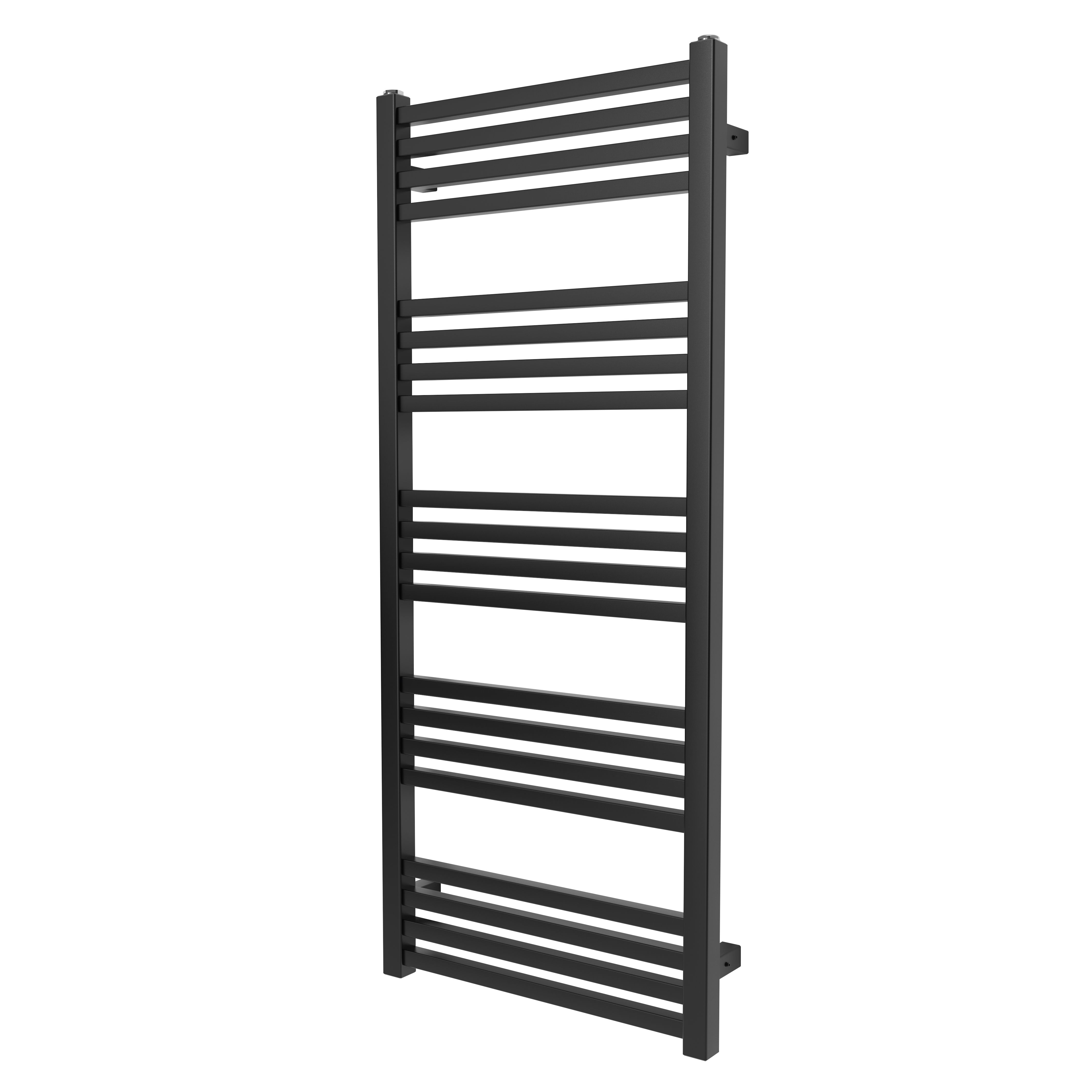 GoodHome Duala, Black Vertical Flat Towel radiator (W)450mm x (H)1050mm ...