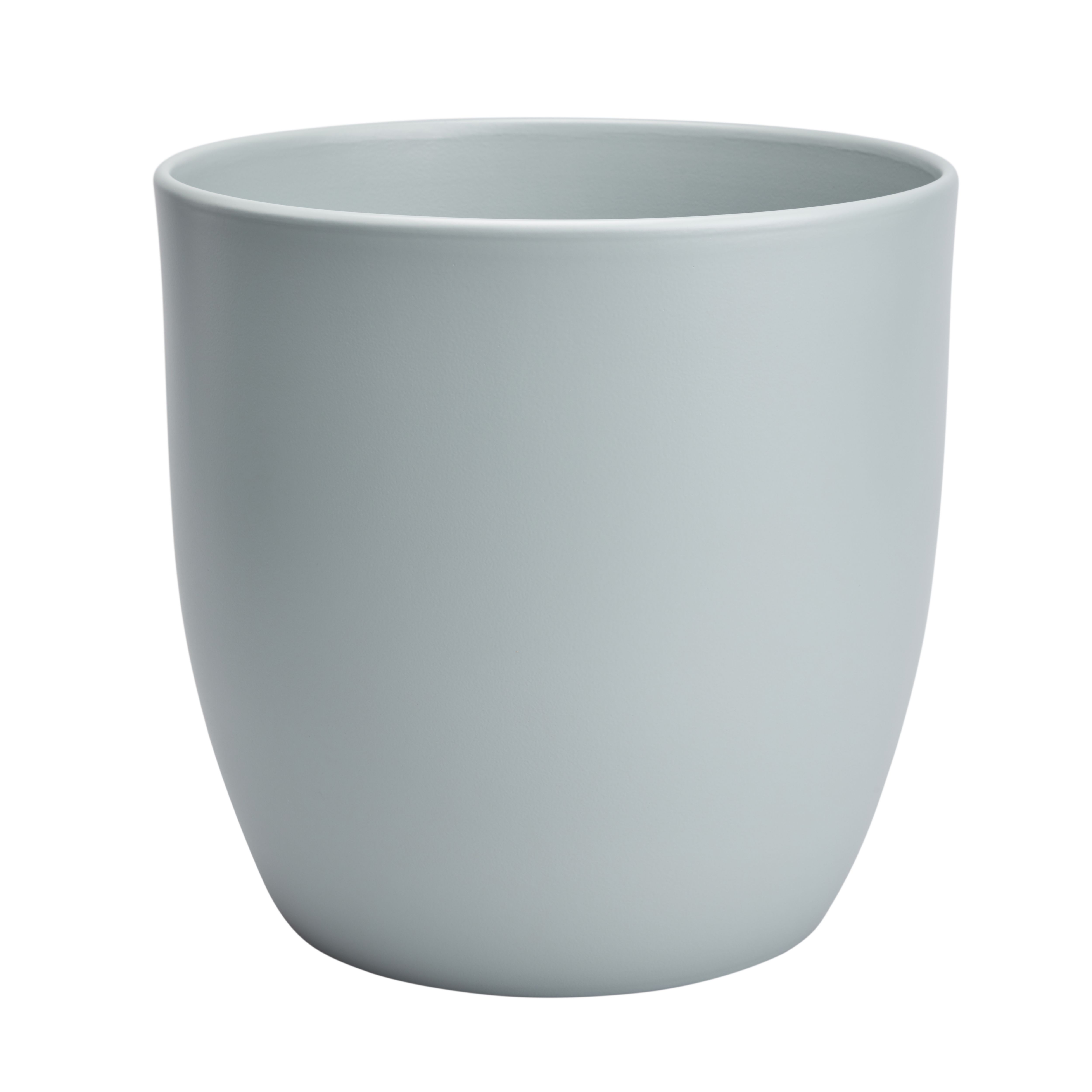 GoodHome Duck egg Ceramic Circular Plant pot (Dia) 27cm, (H)26cm, 11L ...