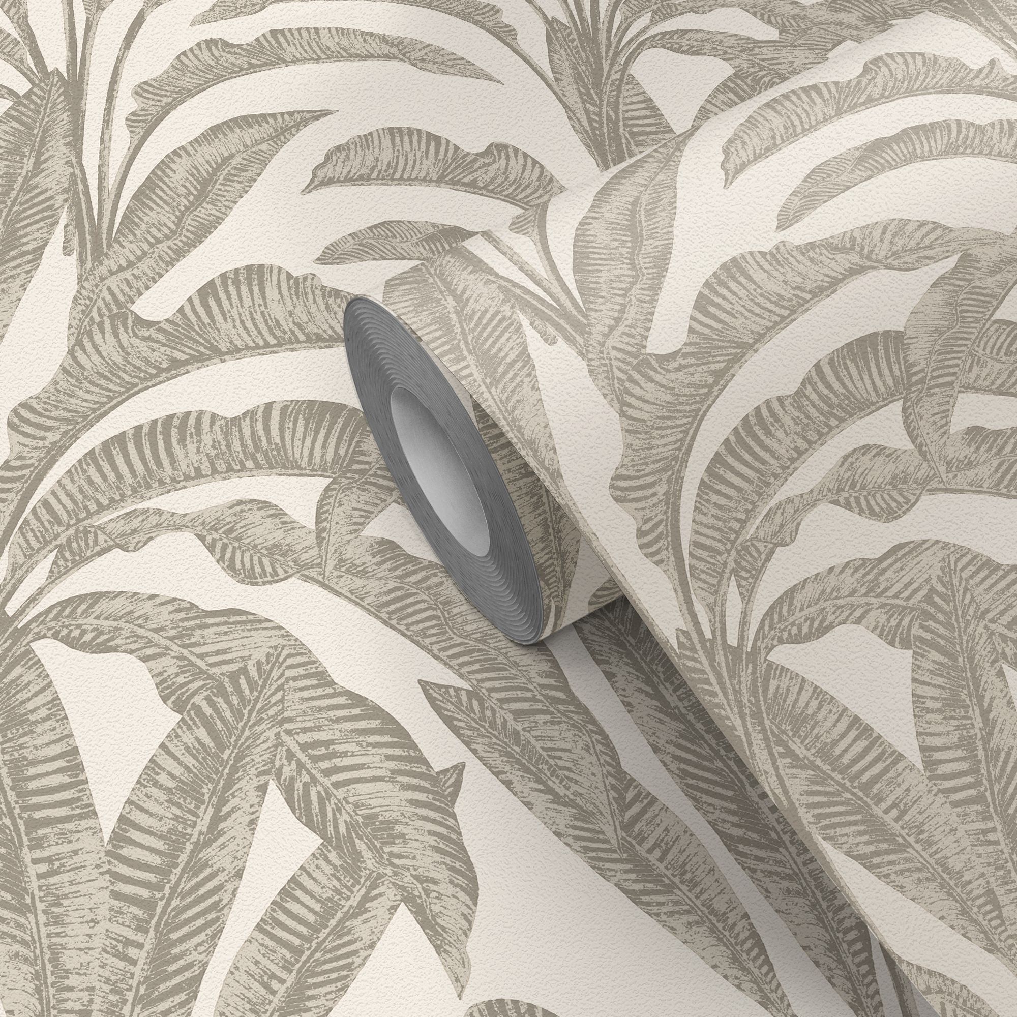 GoodHome Duffy Beige Palm Patterned Textured Wallpaper