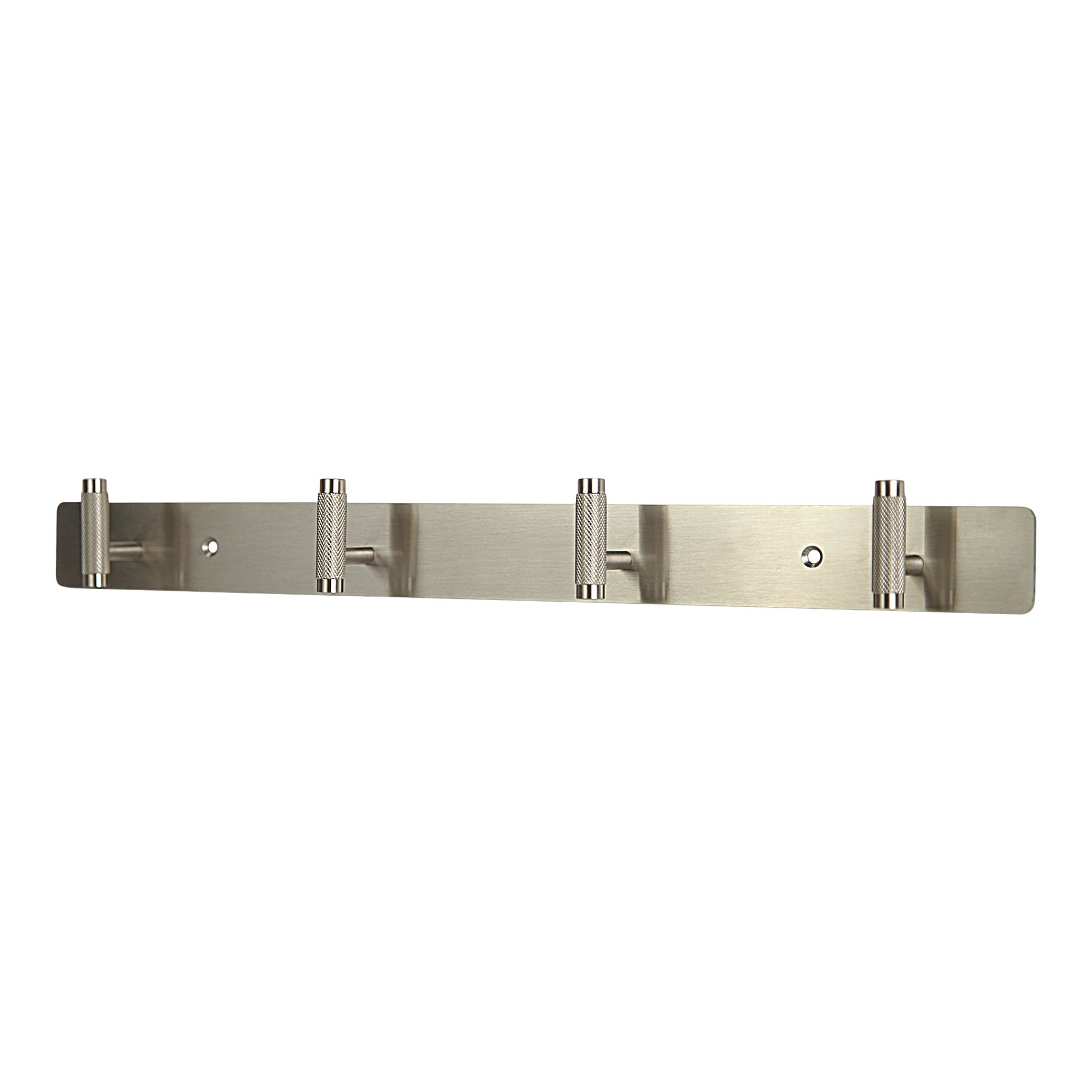 GoodHome Dukkah Satin Grey Nickel effect Stainless steel 4 Hook rail (L ...