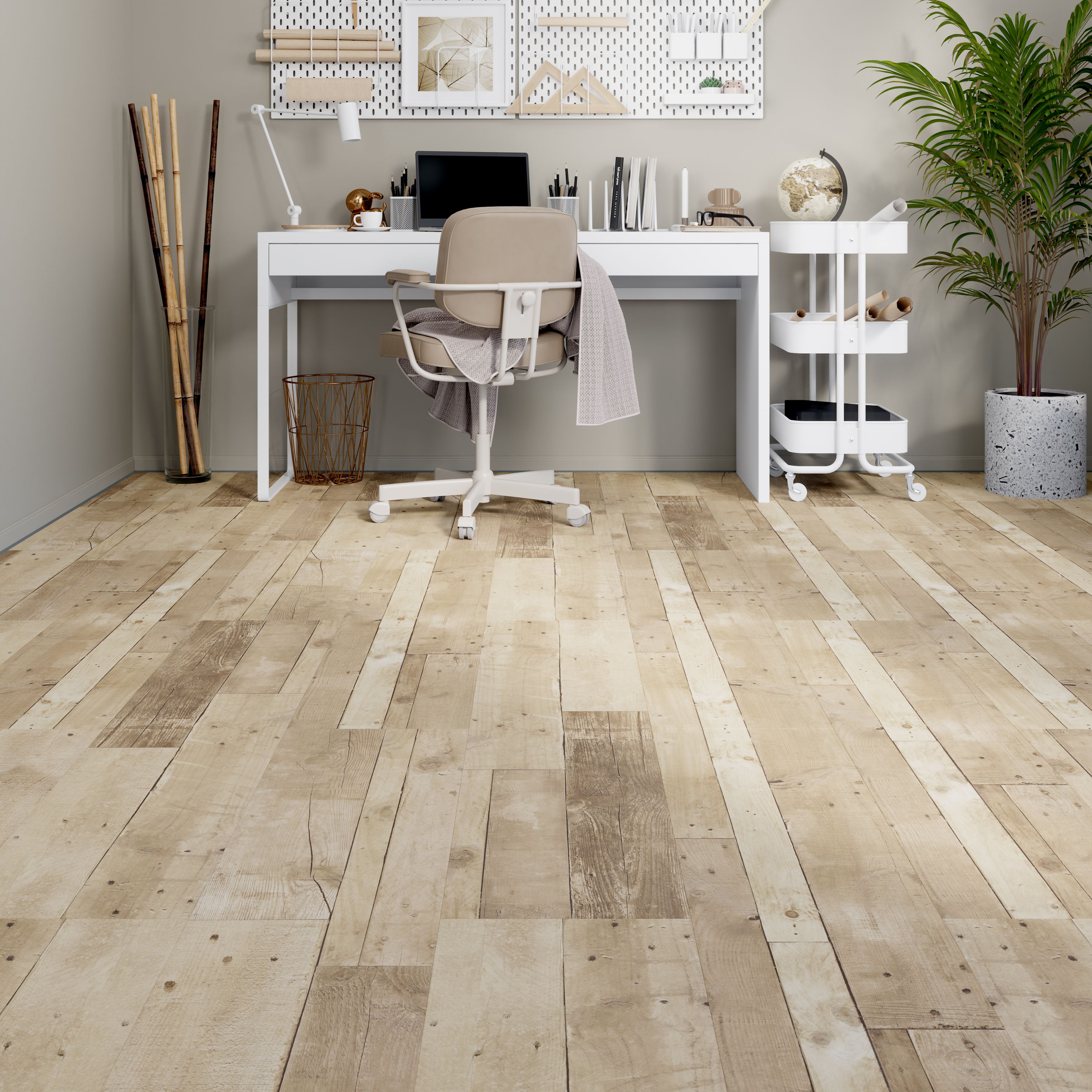 GoodHome Dunwich Blond & Light Brown Patchwork Mixed wood effect ...