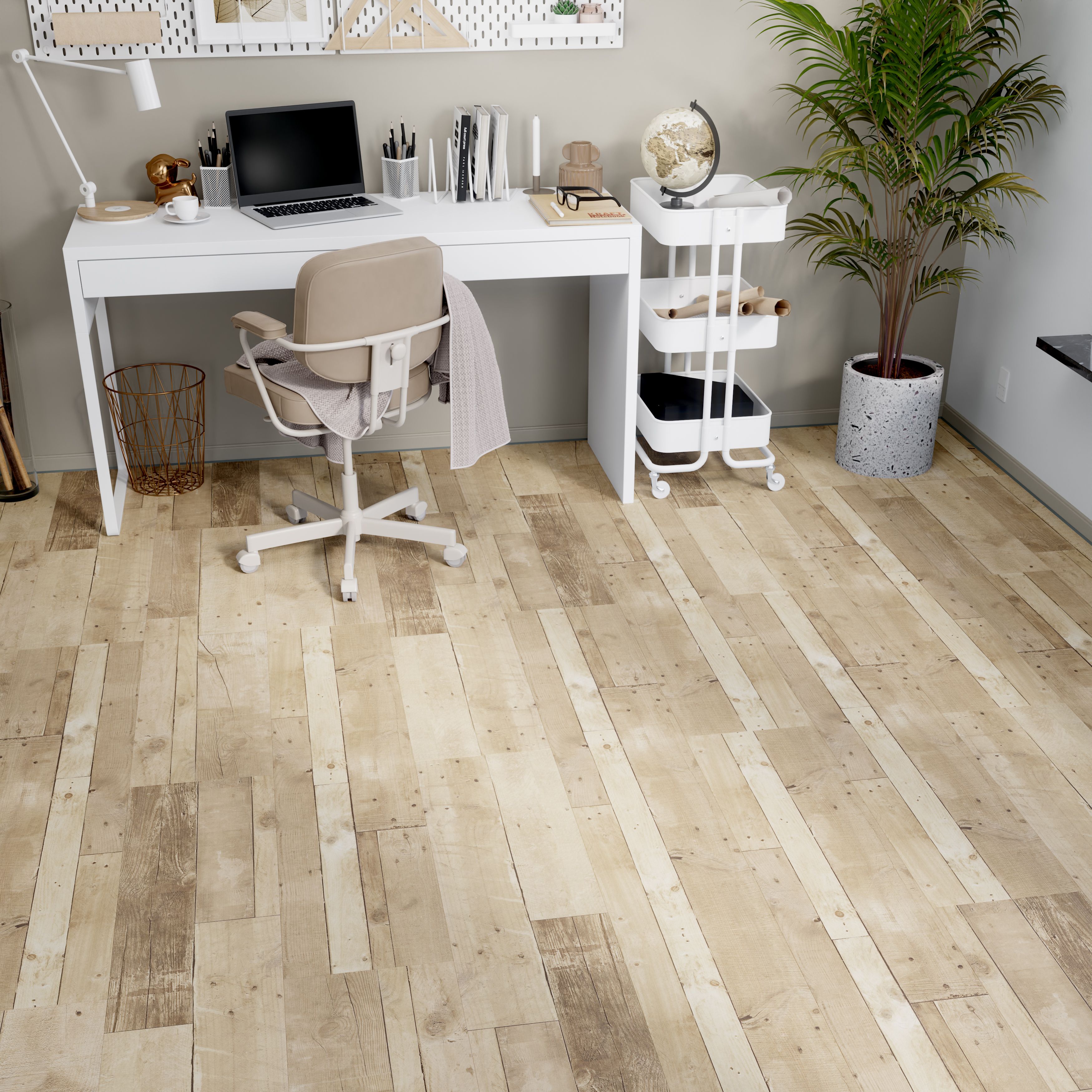 GoodHome Dunwich Blond & Light Brown Patchwork Mixed wood effect ...