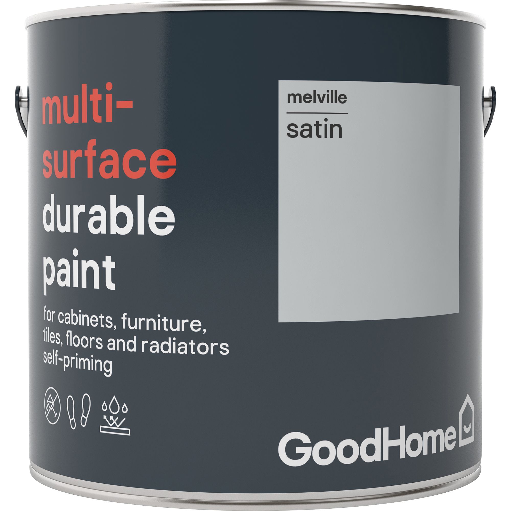 GoodHome Durable Melville Satin Multi-surface paint, 2L | DIY at B&Q