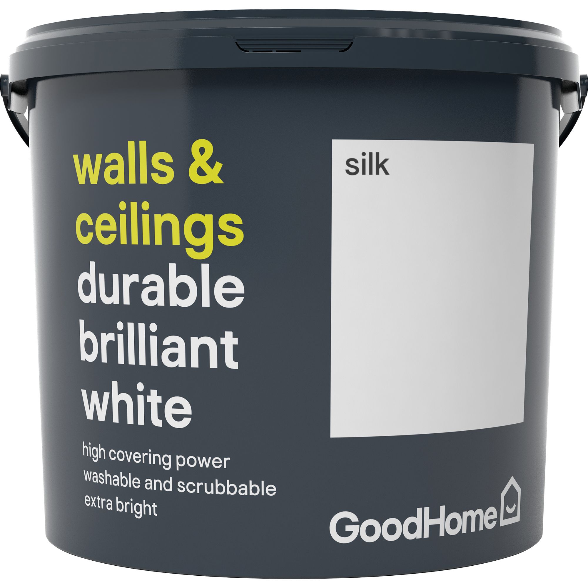 GoodHome Durable White Silk Emulsion paint, 5L | DIY at B&Q