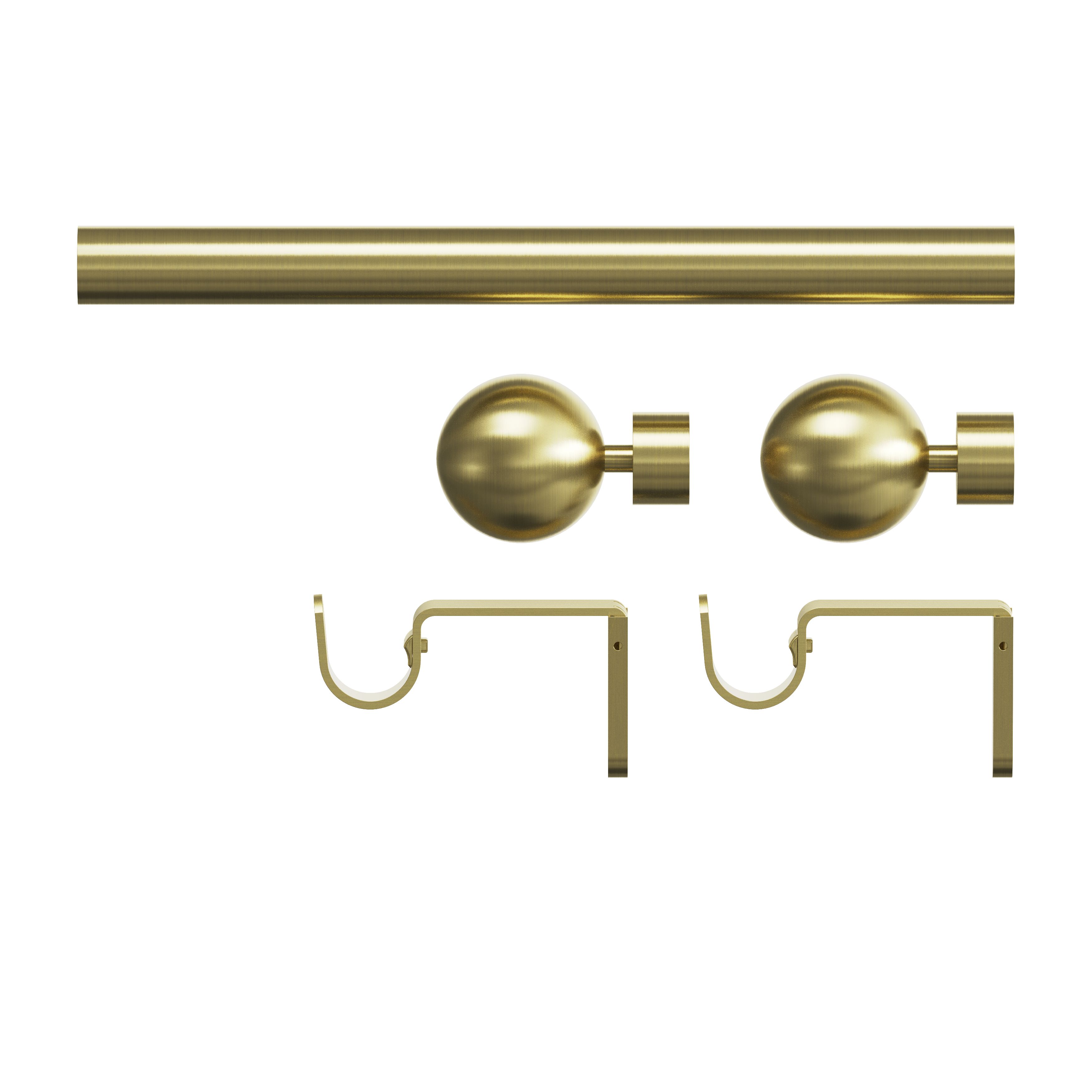 GoodHome Elasa Satin Brass effect Extendable Ball Single curtain pole ...