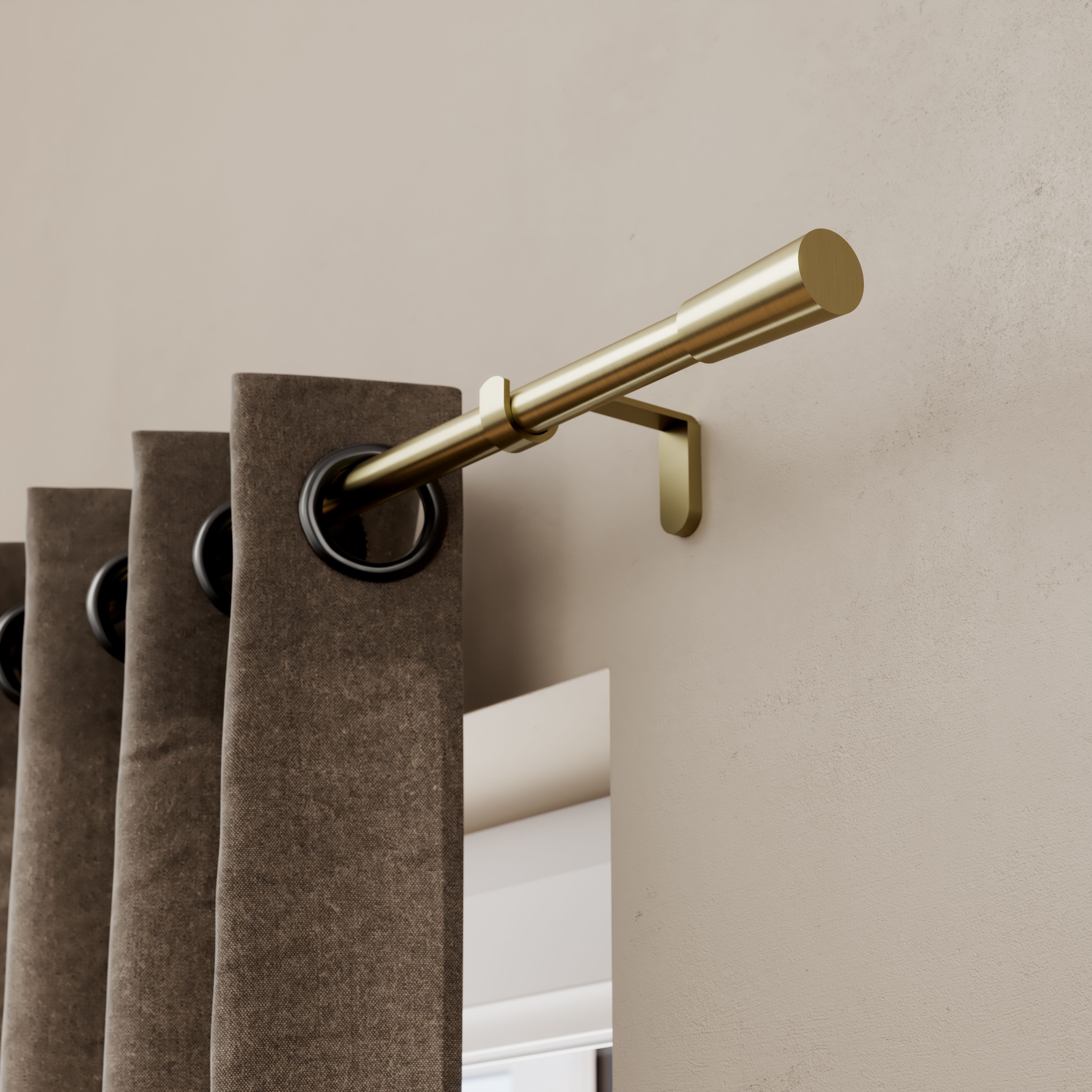 GoodHome Elasa Satin Brass effect Extendable Cone Single curtain pole ...